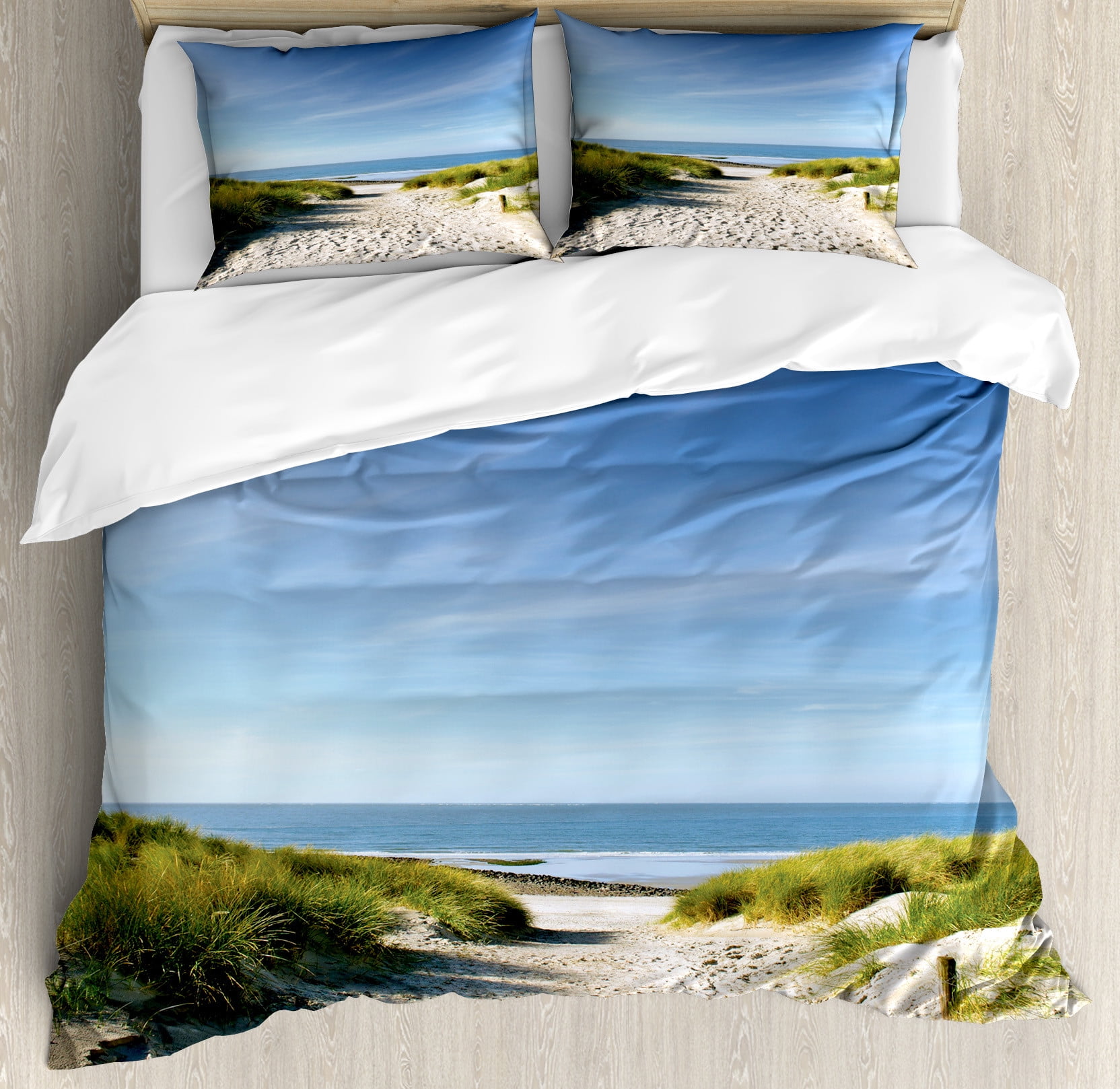 Ambesonne Ocean Duvet Cover Sets, Sandy Path to the Ocean, 2-King, Sand ...