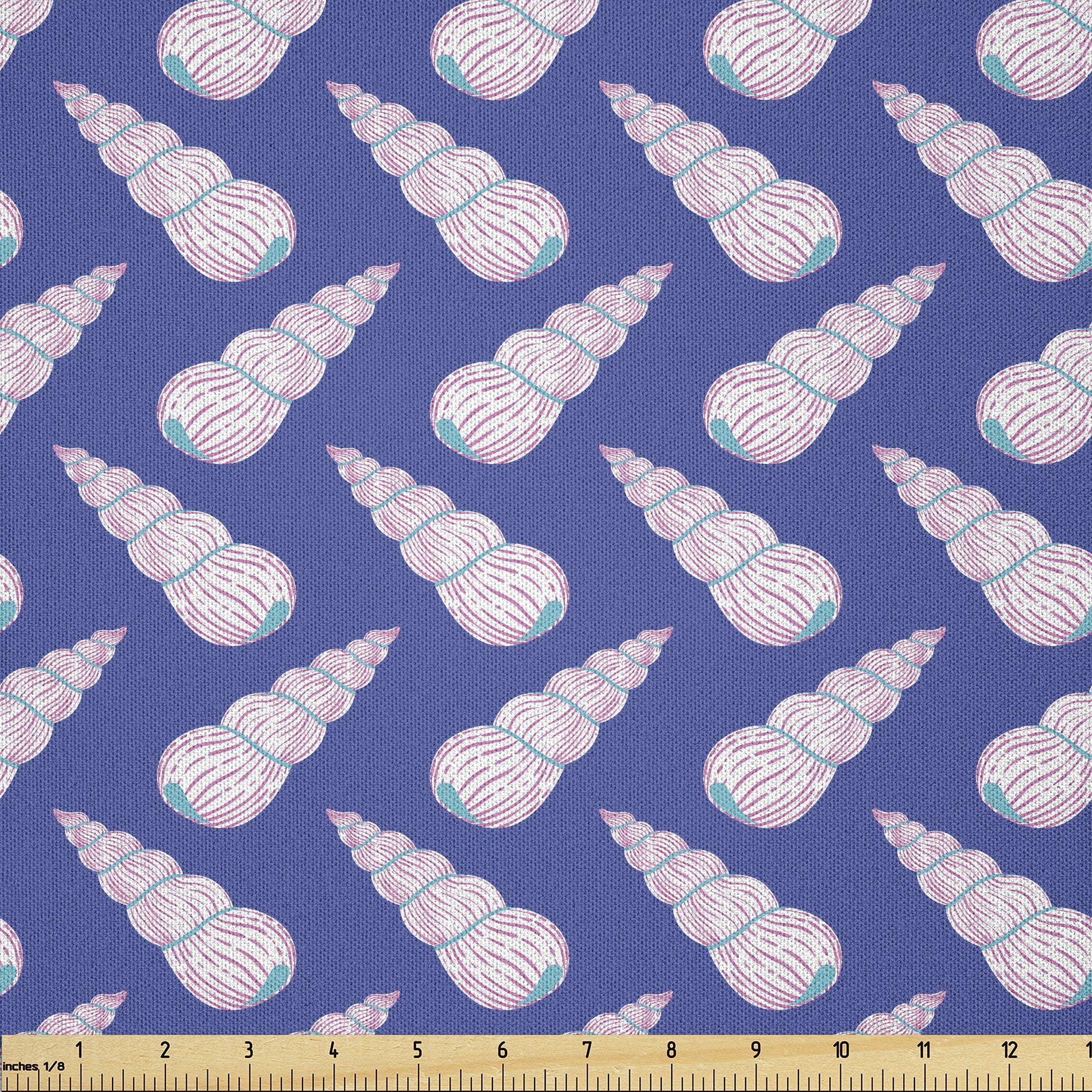 Ambesonne Ocean Fabric by the Yard Microfiber, Swirling Sea Shells ...