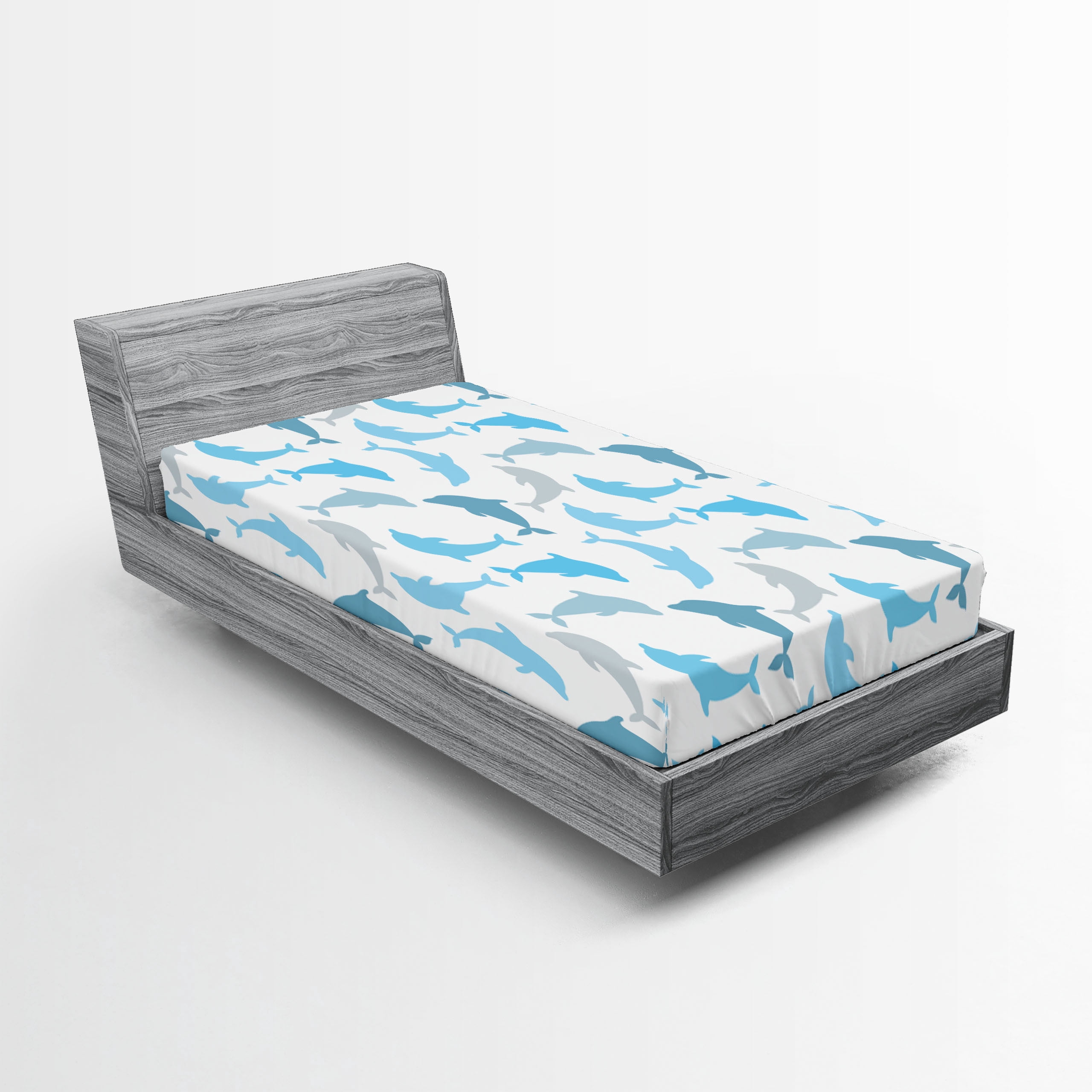 Ambesonne Ocean Fitted Sheet, Jumping Dolphin, Twin XL Size, White Blue ...
