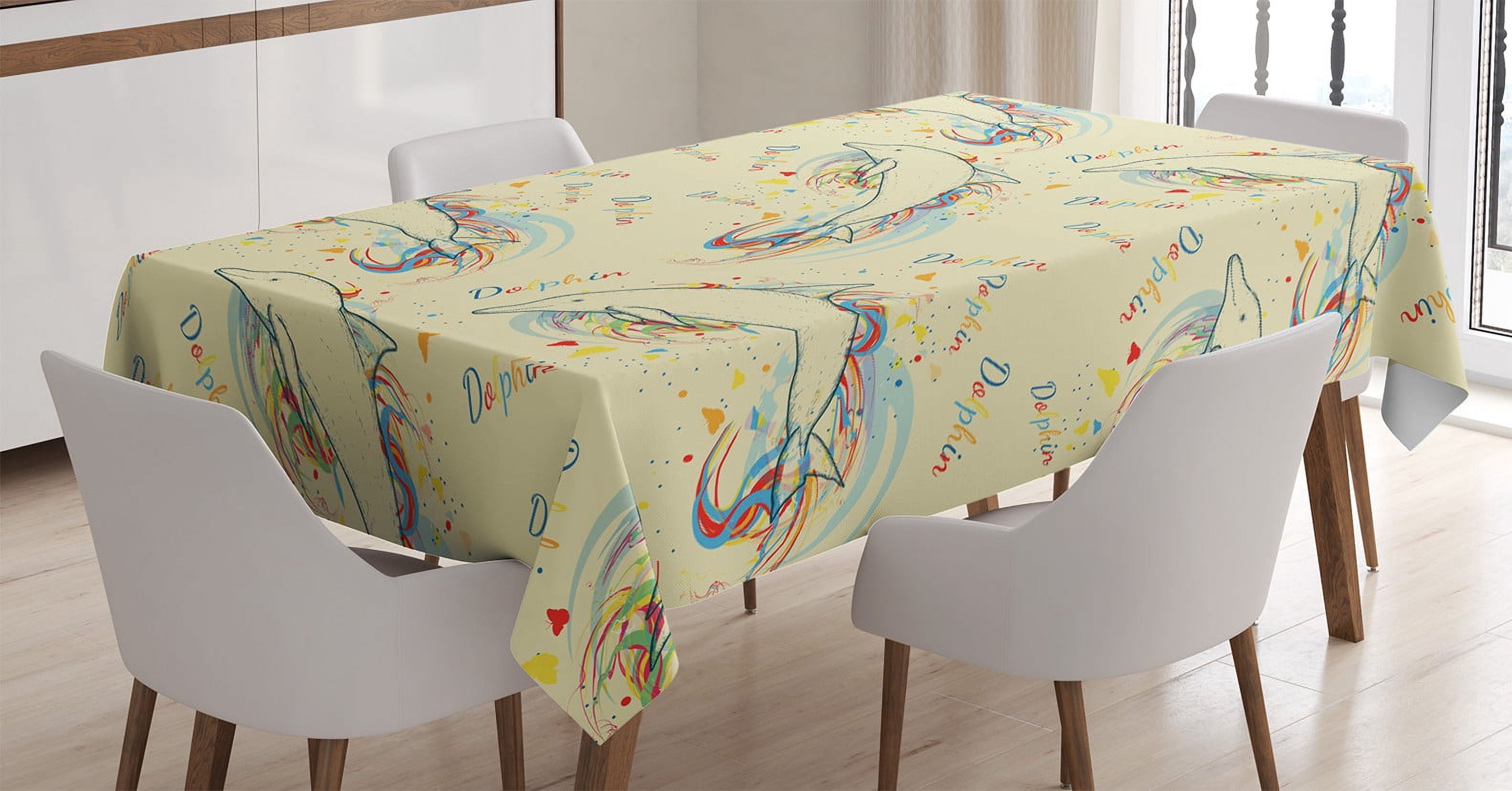 Ambesonne Ocean Life Tablecloth Rectangular Table Cover, Swimming ...