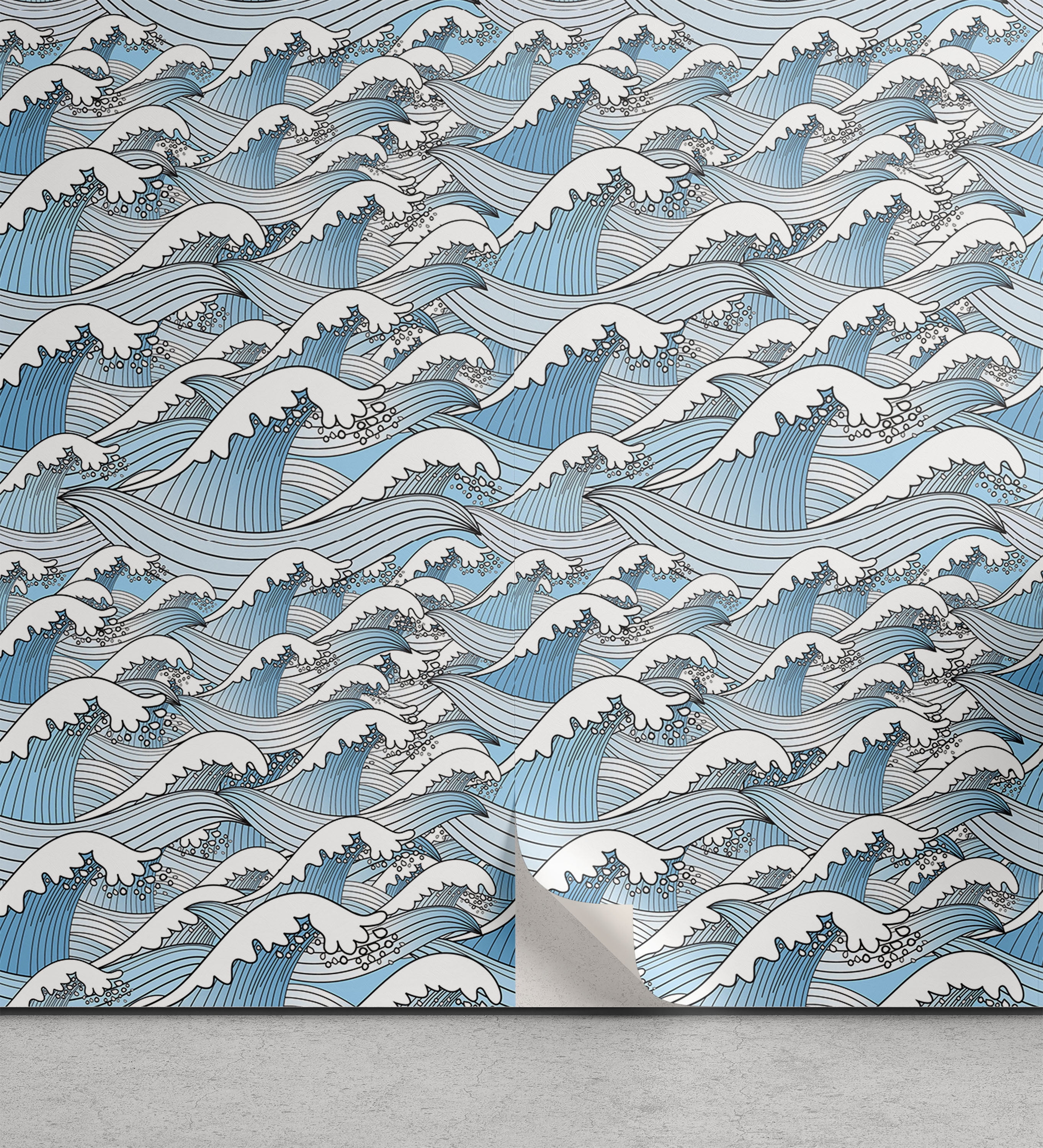 Ambesonne Ocean Peel & Stick Wallpaper for Home, Wavy Sea Marine ...