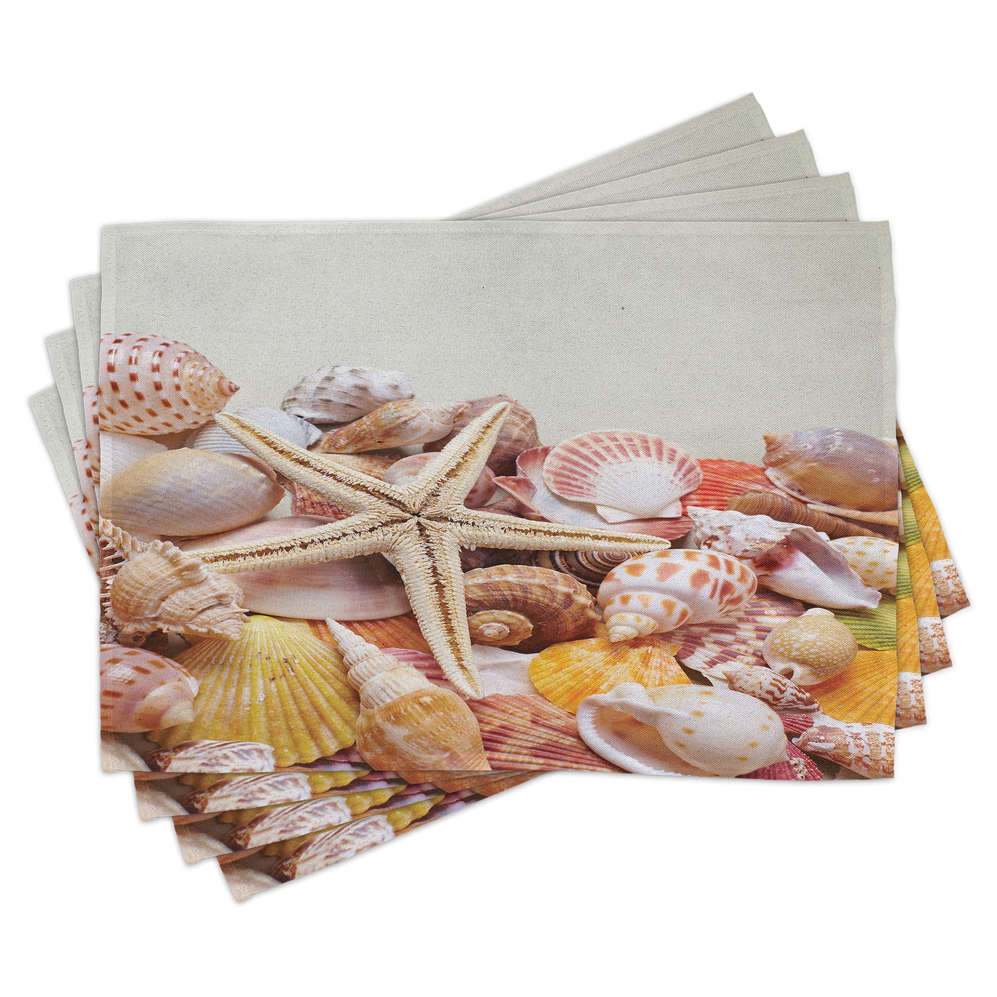 Ambesonne Ocean Place Mats Set of 4, Pile of Seashells Beach, Standard ...