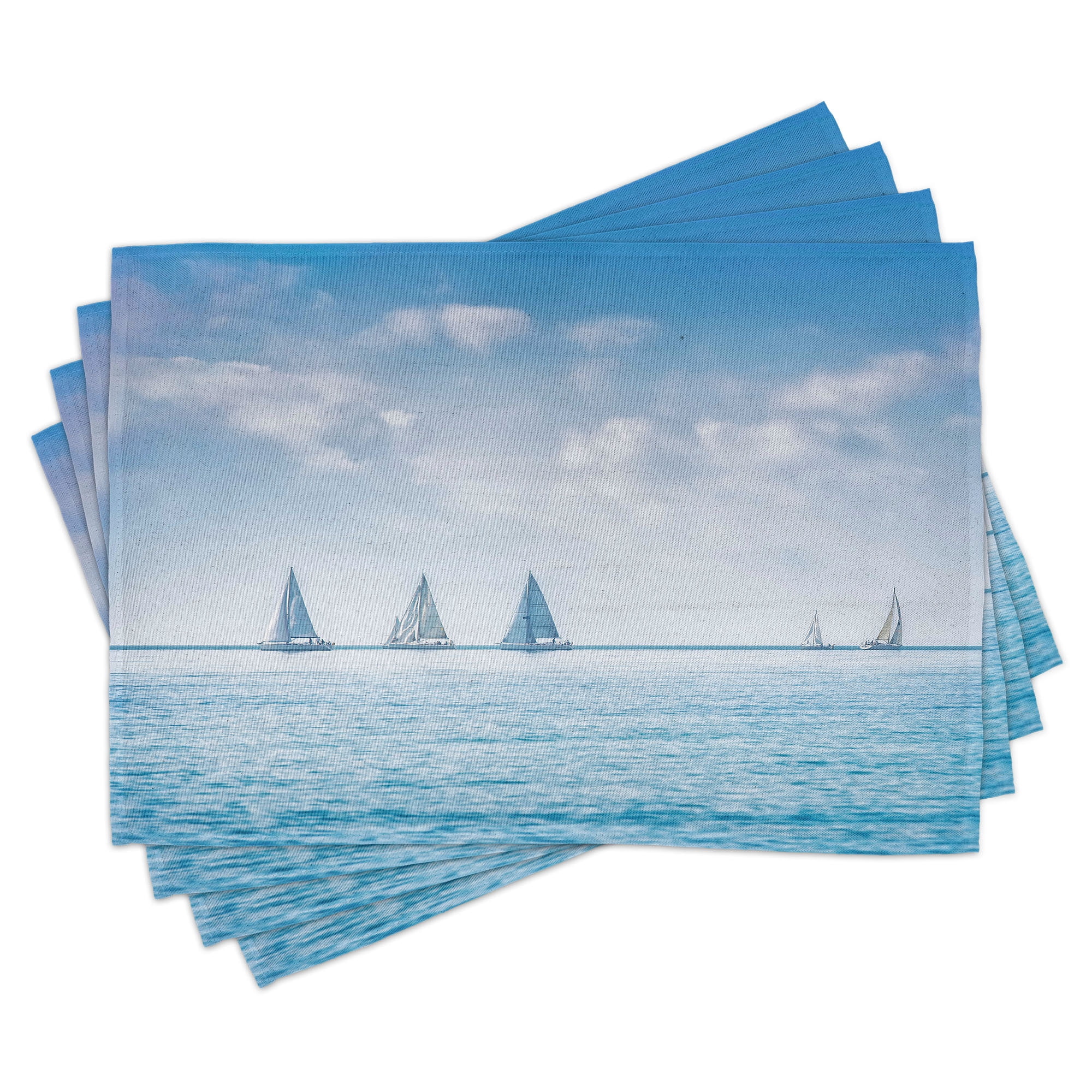 Ambesonne Ocean Place Mats Set of 4, Sail Boats Regatta Race, Standard ...