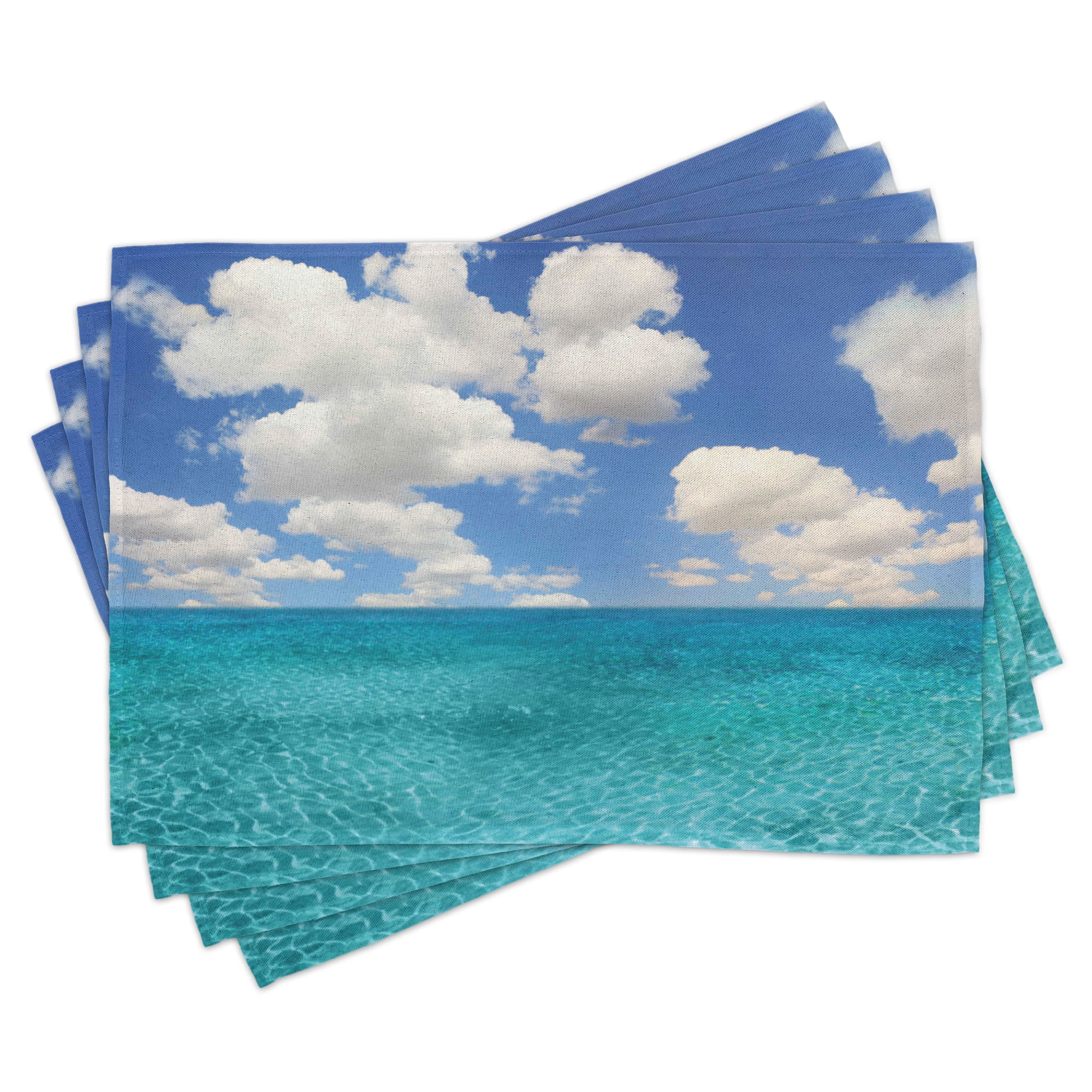 Ambesonne Ocean Place Mats Set of 4, Tropical Island Beach, Standard ...