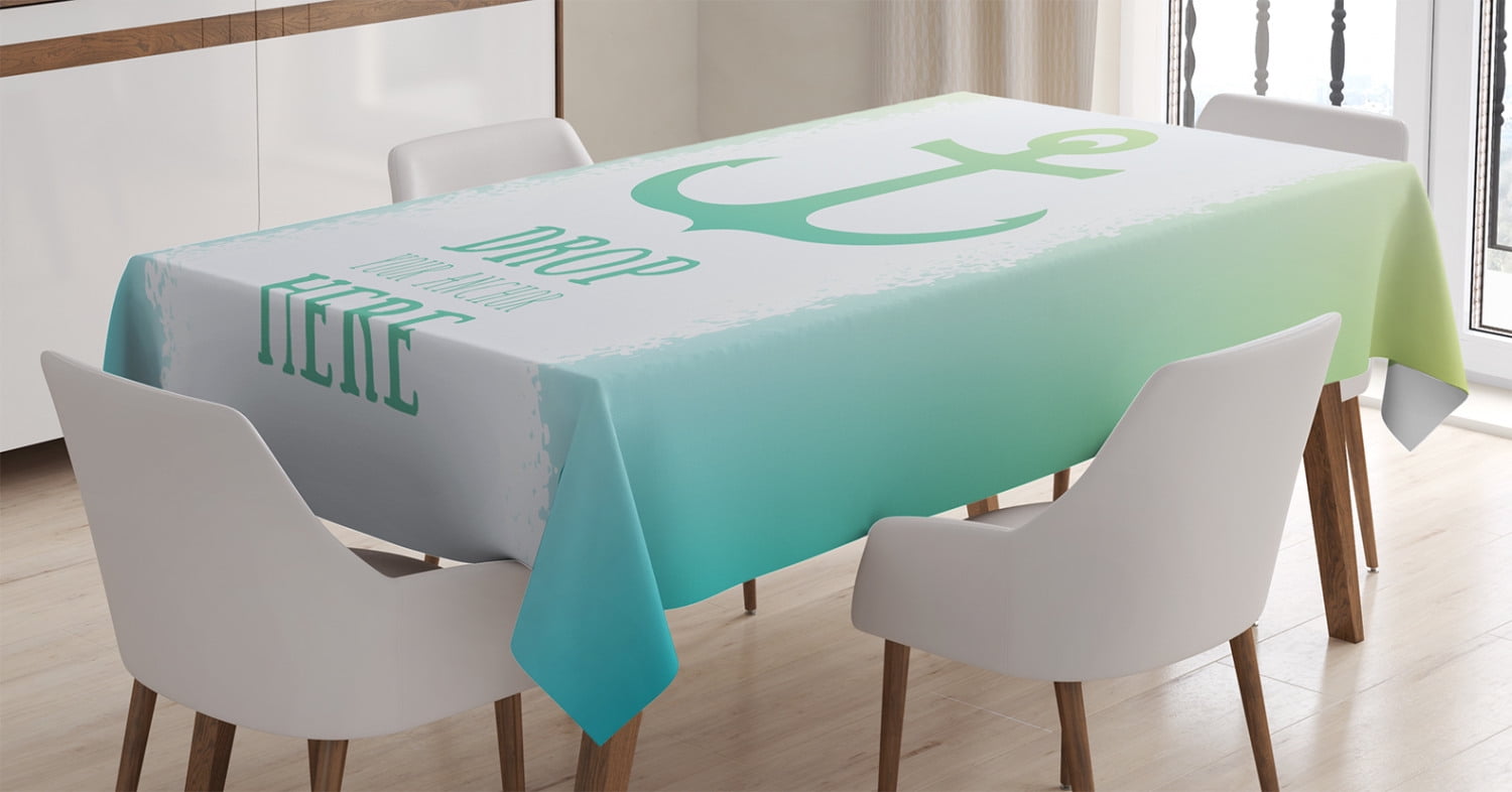 Ambesonne Ocean Tablecloth Rectangular Table Cover, Words Green Ombre ...