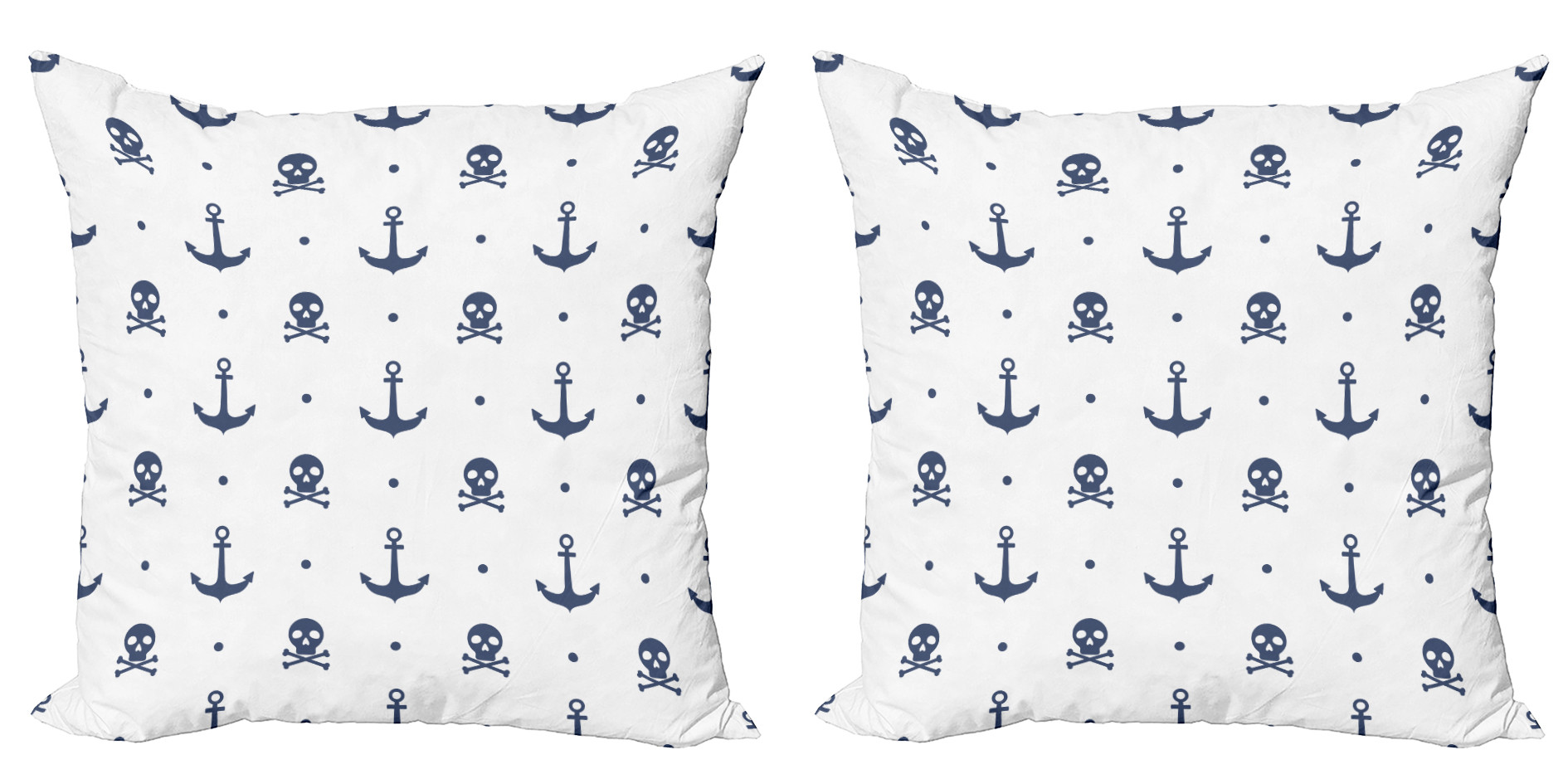 Ambesonne Ocean Throw Pillow Cover 2 Pack, Anchors and Skulls Bones, 18 ...
