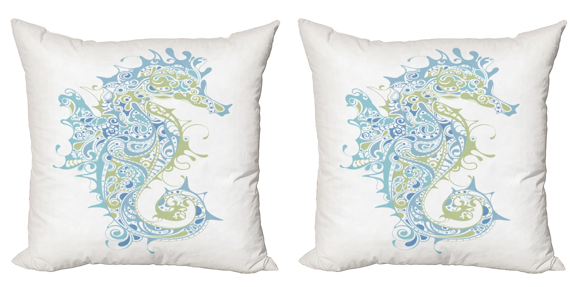 Ambesonne Ocean Throw Pillow Cover 2 Pack, Greek Seahorse Mythological ...