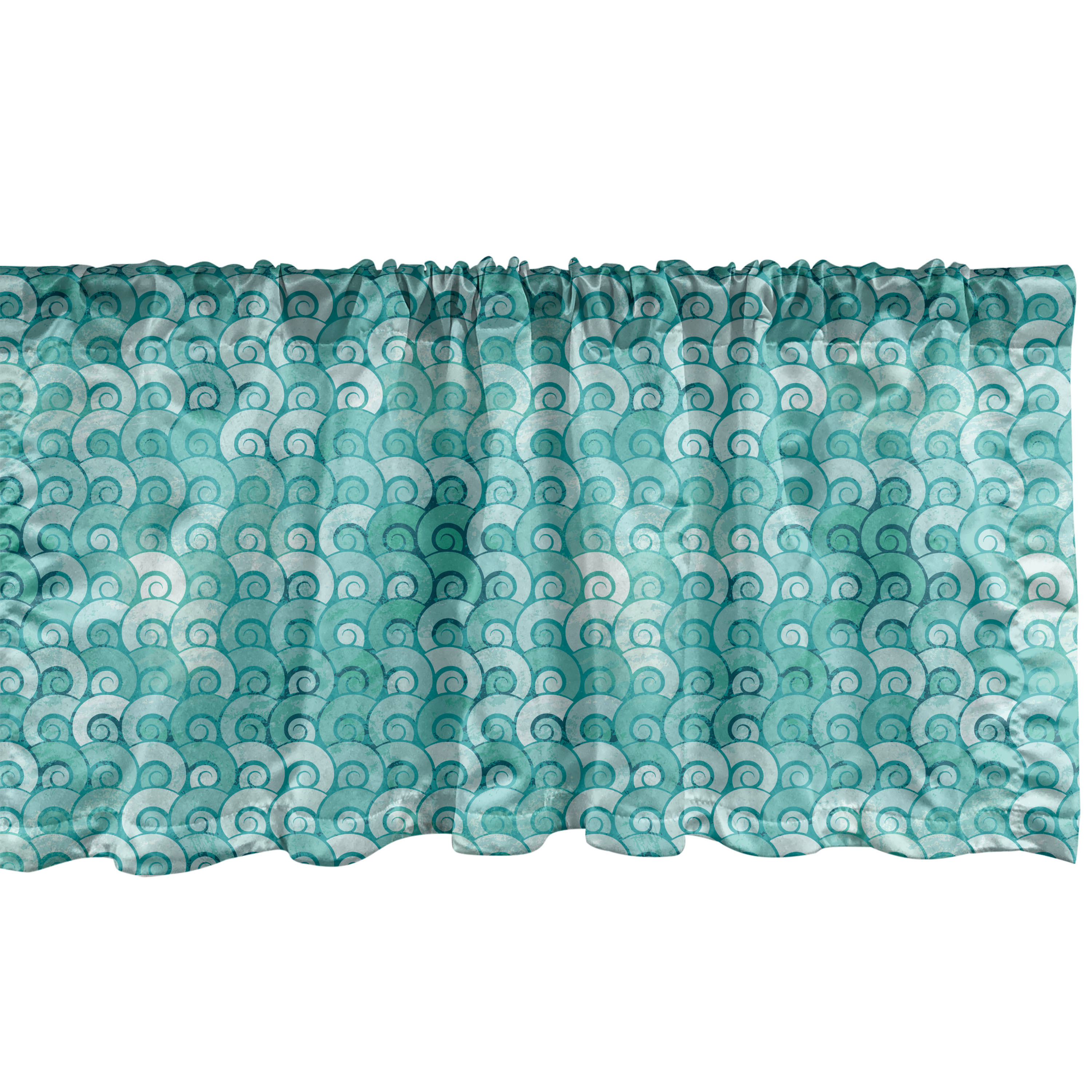 Ambesonne Ocean Window Valance, Swirled Spiral Sea Waves, 42" x 18 ...