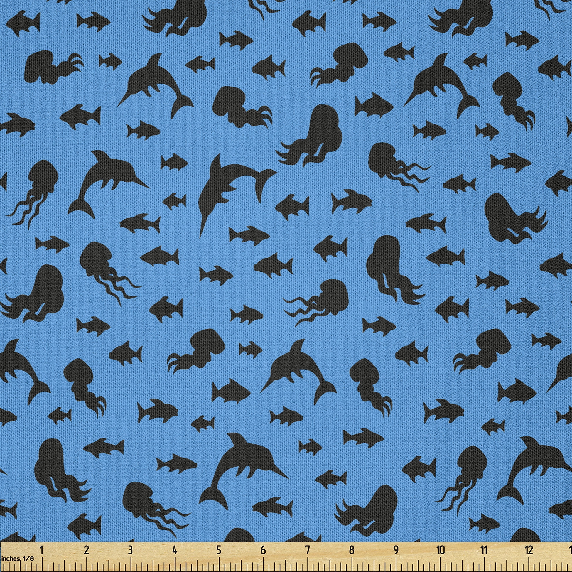 Ambesonne Octopus Fabric by the Yard Microfiber, Sea Animals ...