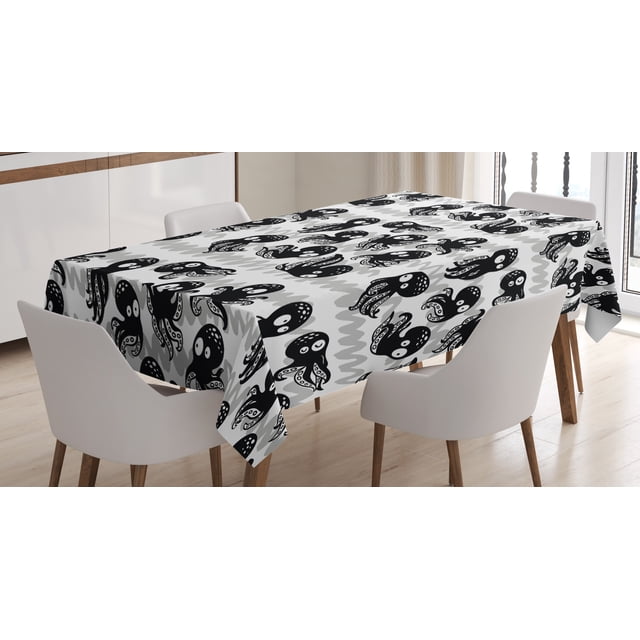 Ambesonne Octopus Tablecloth Rectangular Table Cover, Wildlife in Sea ...