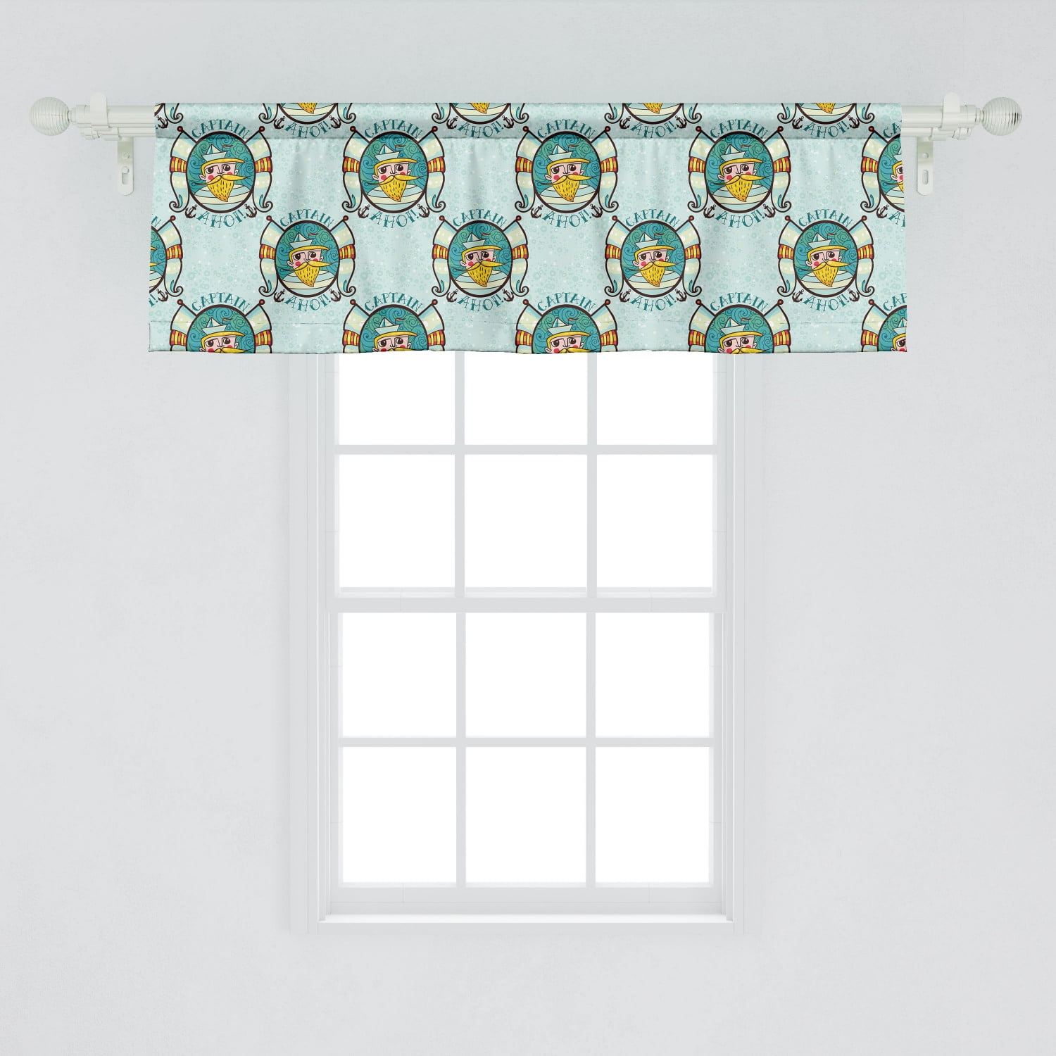 Ambesonne Old School Window Valance, Print of Cartoon Design Pattern ...