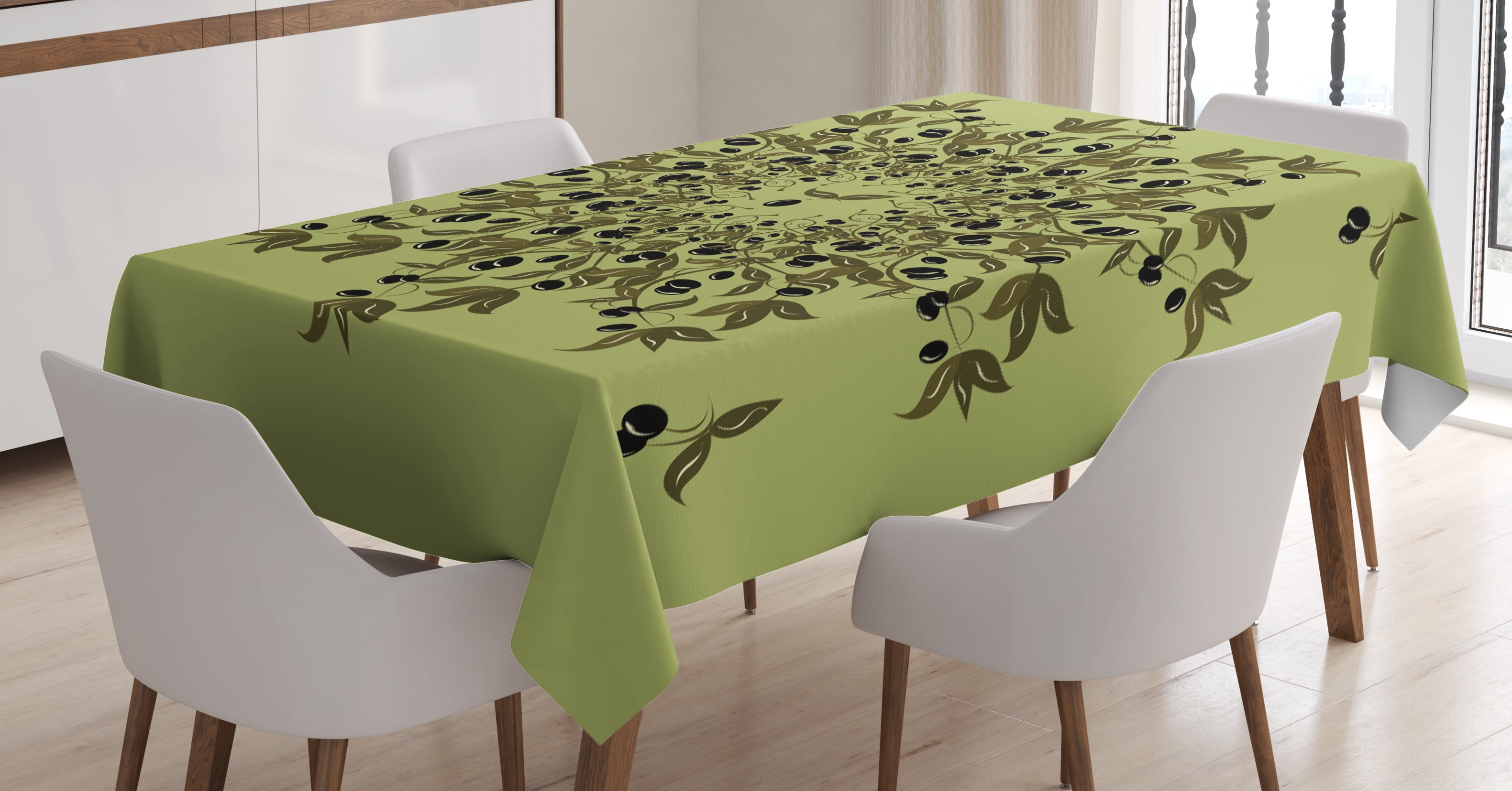 Ambesonne Olive Green Tablecloth Rectangular Table Cover, Fruit ...