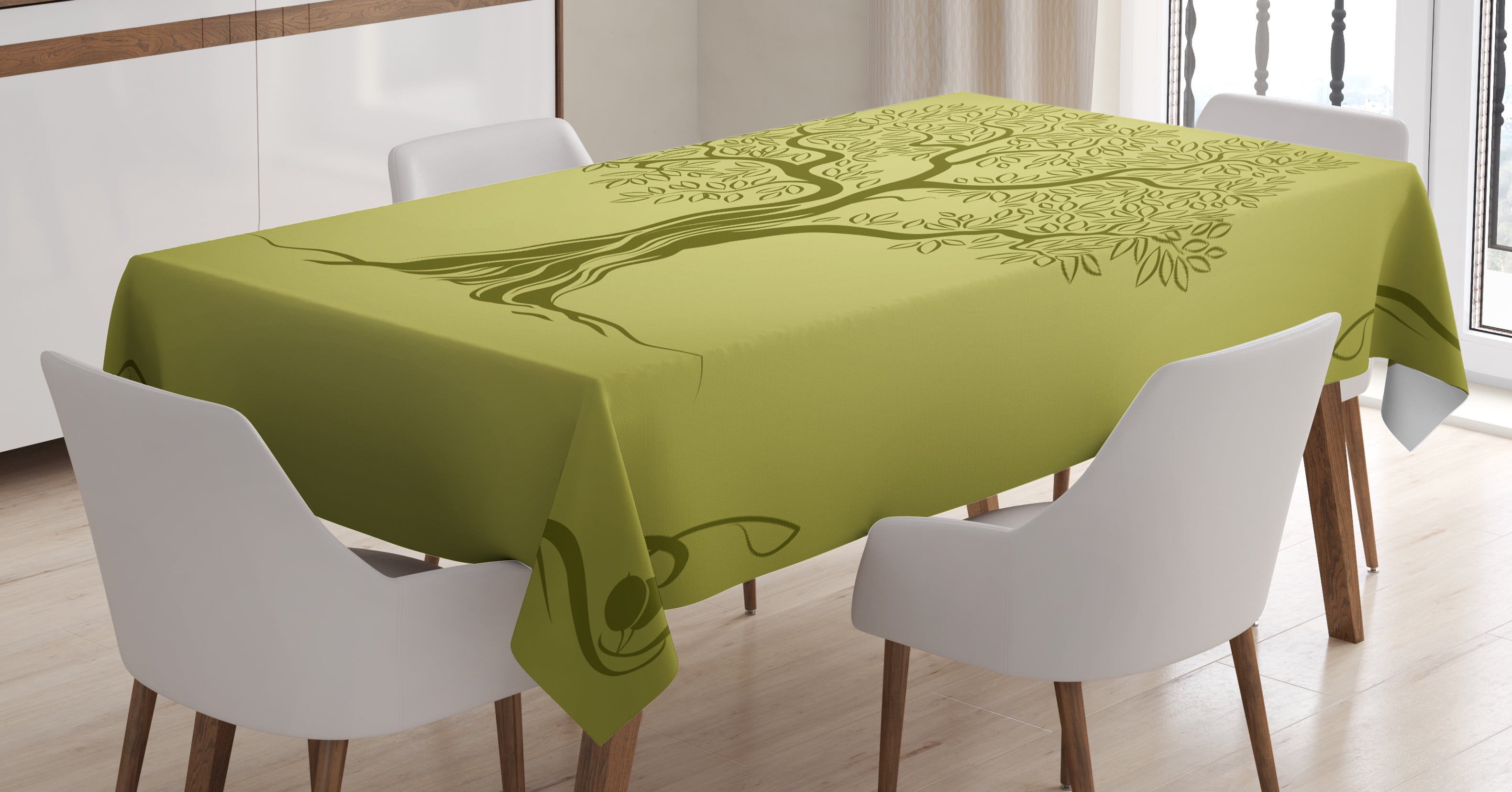Ambesonne Olive Green Tablecloth Rectangular Table Cover, Olive Tree ...
