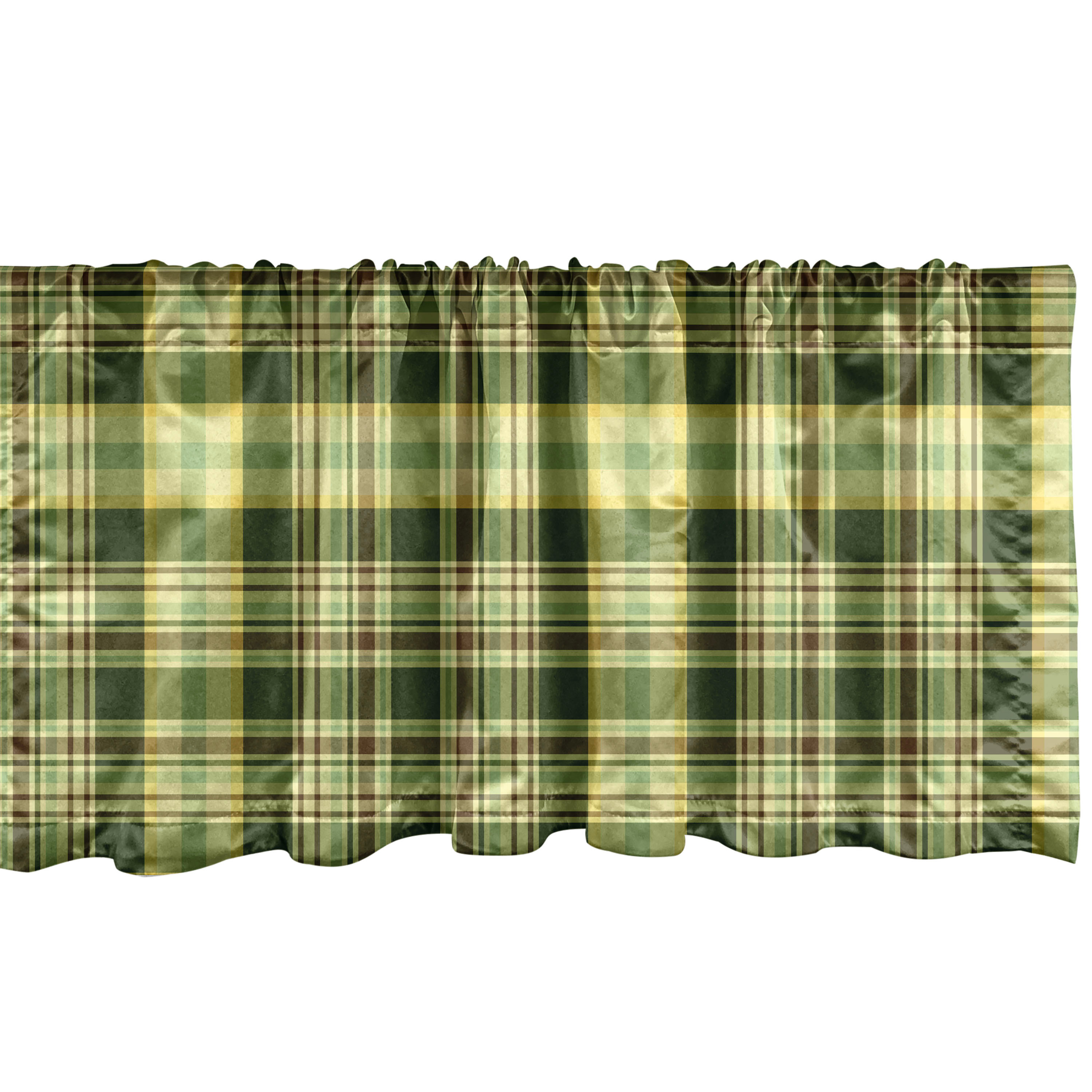 Ambesonne Olive Green Window Valance, Scottish Quilt, 54" X 18", Dark ...