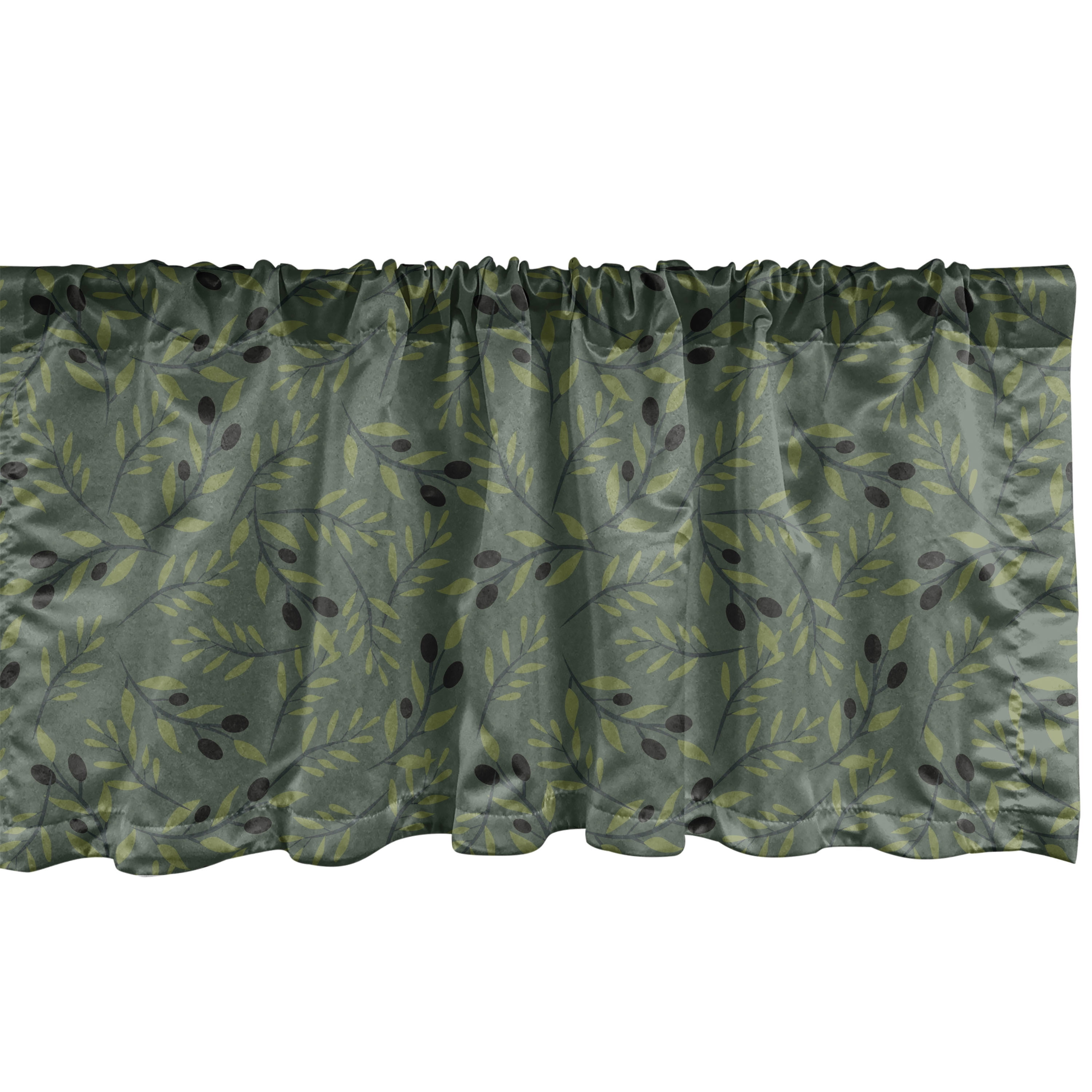 Ambesonne Olive Window Valance, Pastel Tone Branches Leaves, 54" X 12 ...