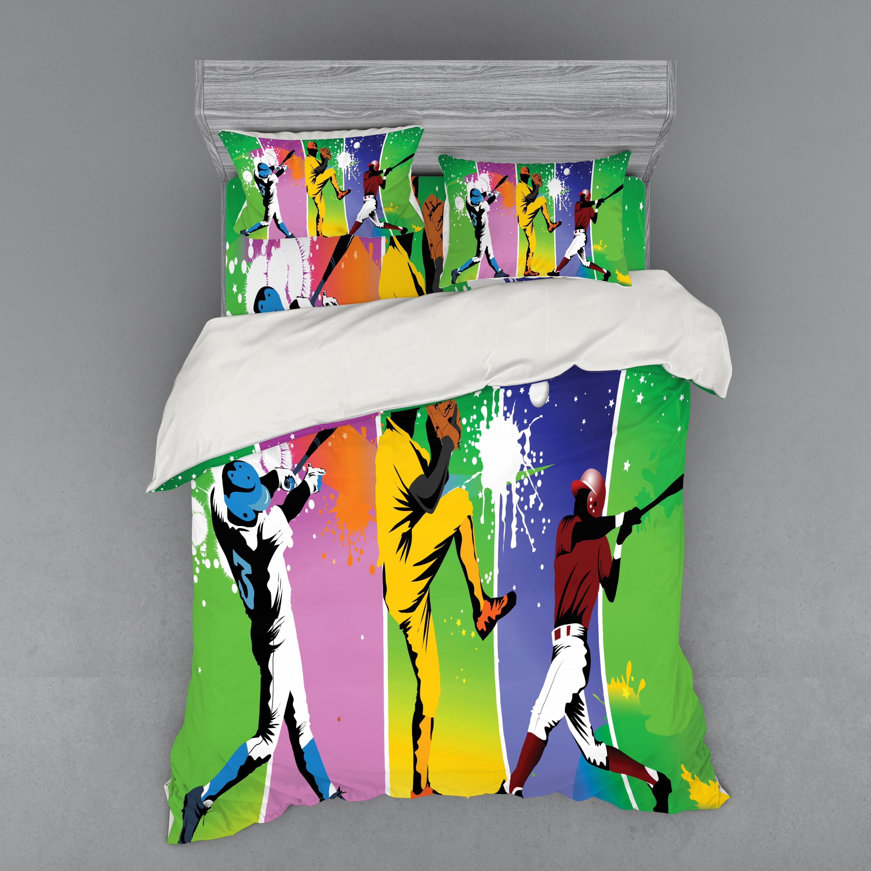 Ambesonne Ombre Bedding Set 4 Pcs, Baseball Grunge Splash, Queen ...