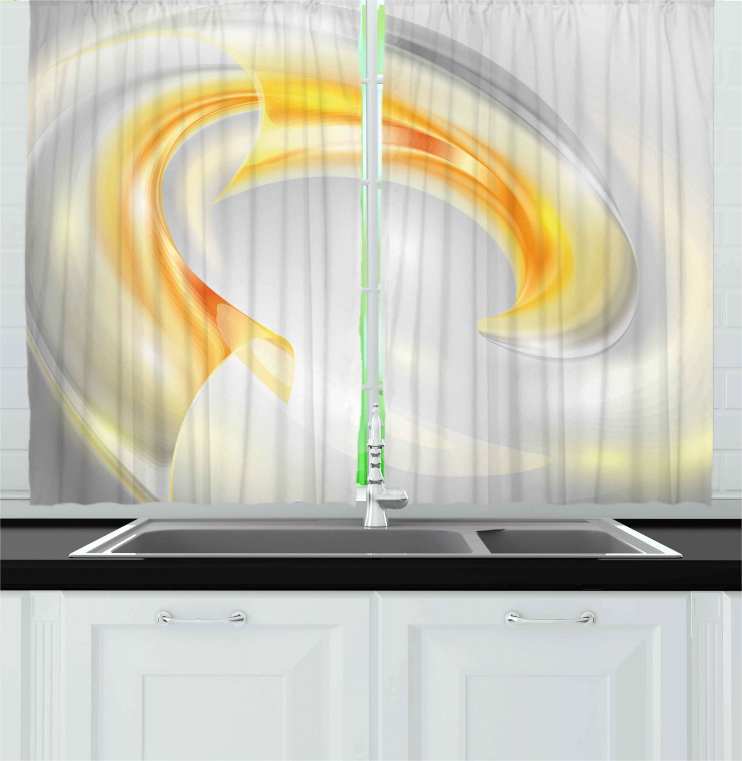 Ambesonne Ombre Kitchen Curtains, Futuristic Design, 55"x39", Black ...