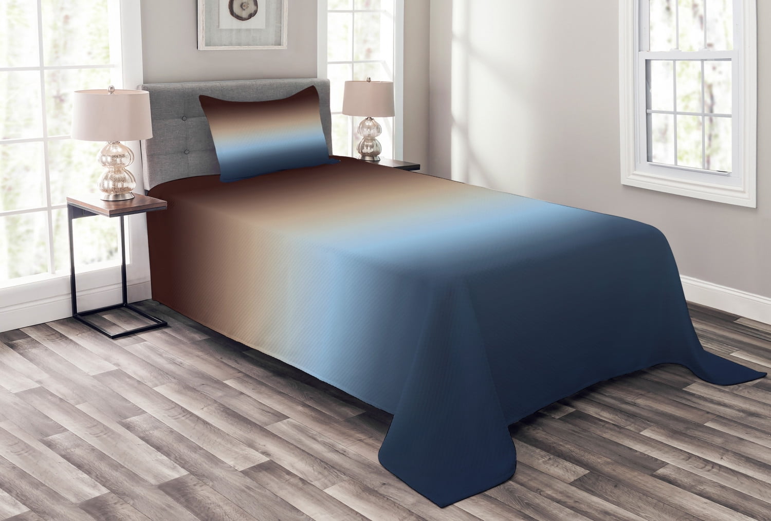 Ambesonne Ombre Quilted Bedspread Set 2 Pcs, Gradual Color Change ...