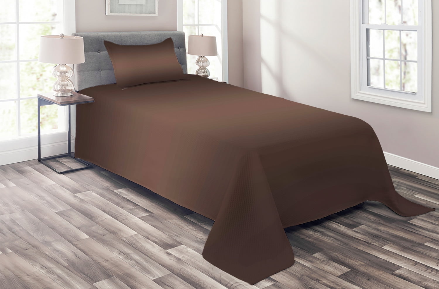 Ambesonne Ombre Quilted Coverlet 2 Pcs, Digital Brown Room, Twin Size ...