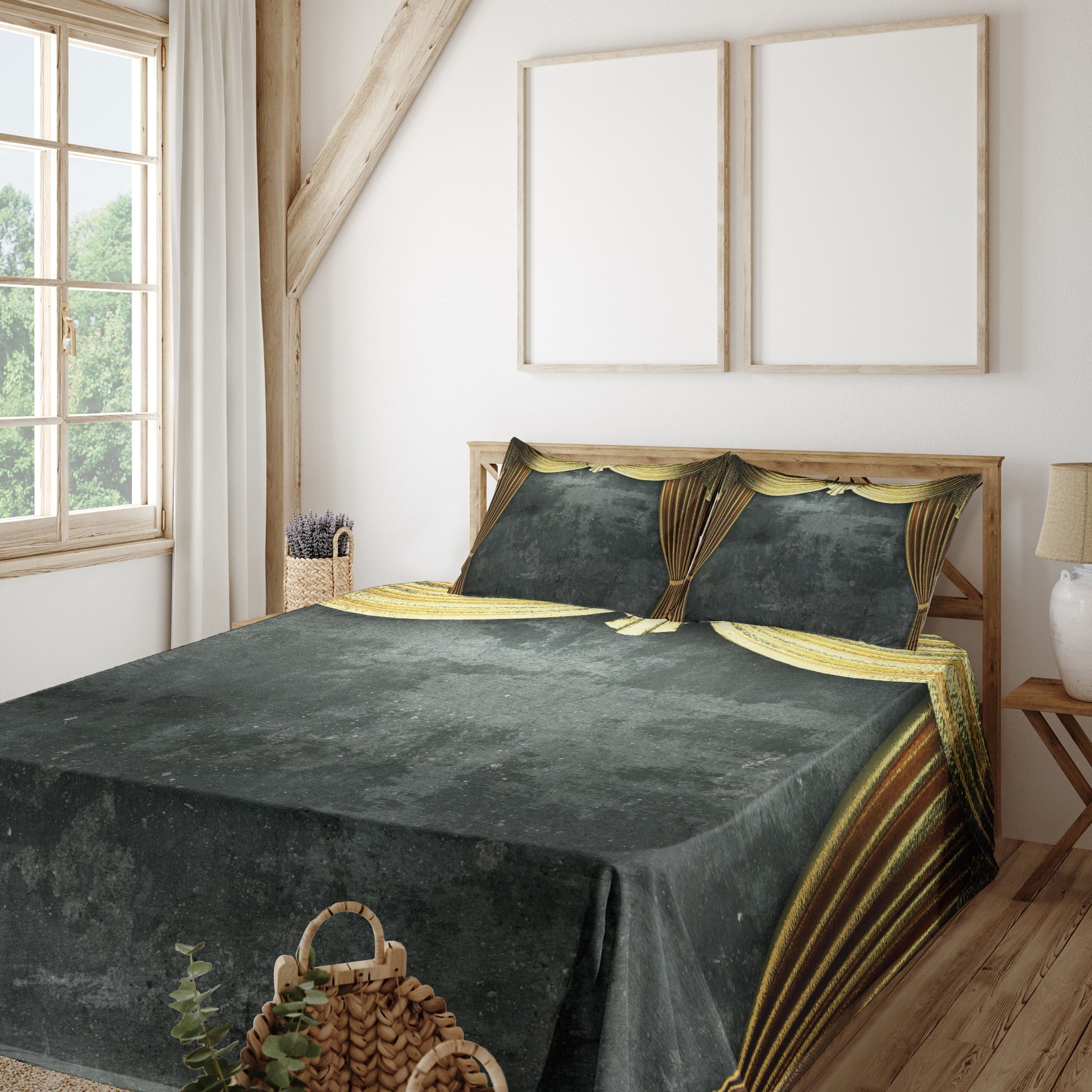 Ambesonne Opera Fitted & Top Sheet Set with Shams, Theater Stage ...