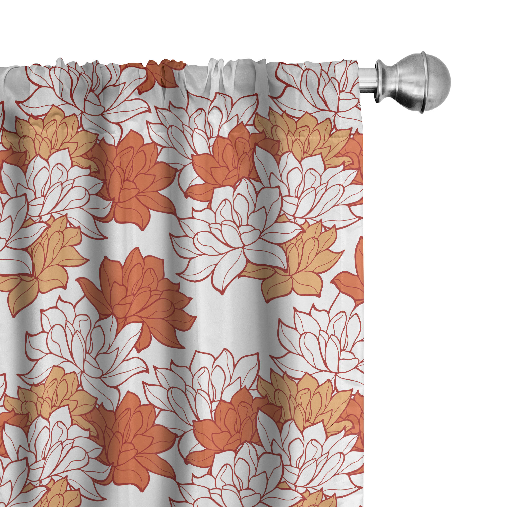 Ambesonne Orange Curtains, Blooming Lotus Leaves, Pair of 28"x84 ...