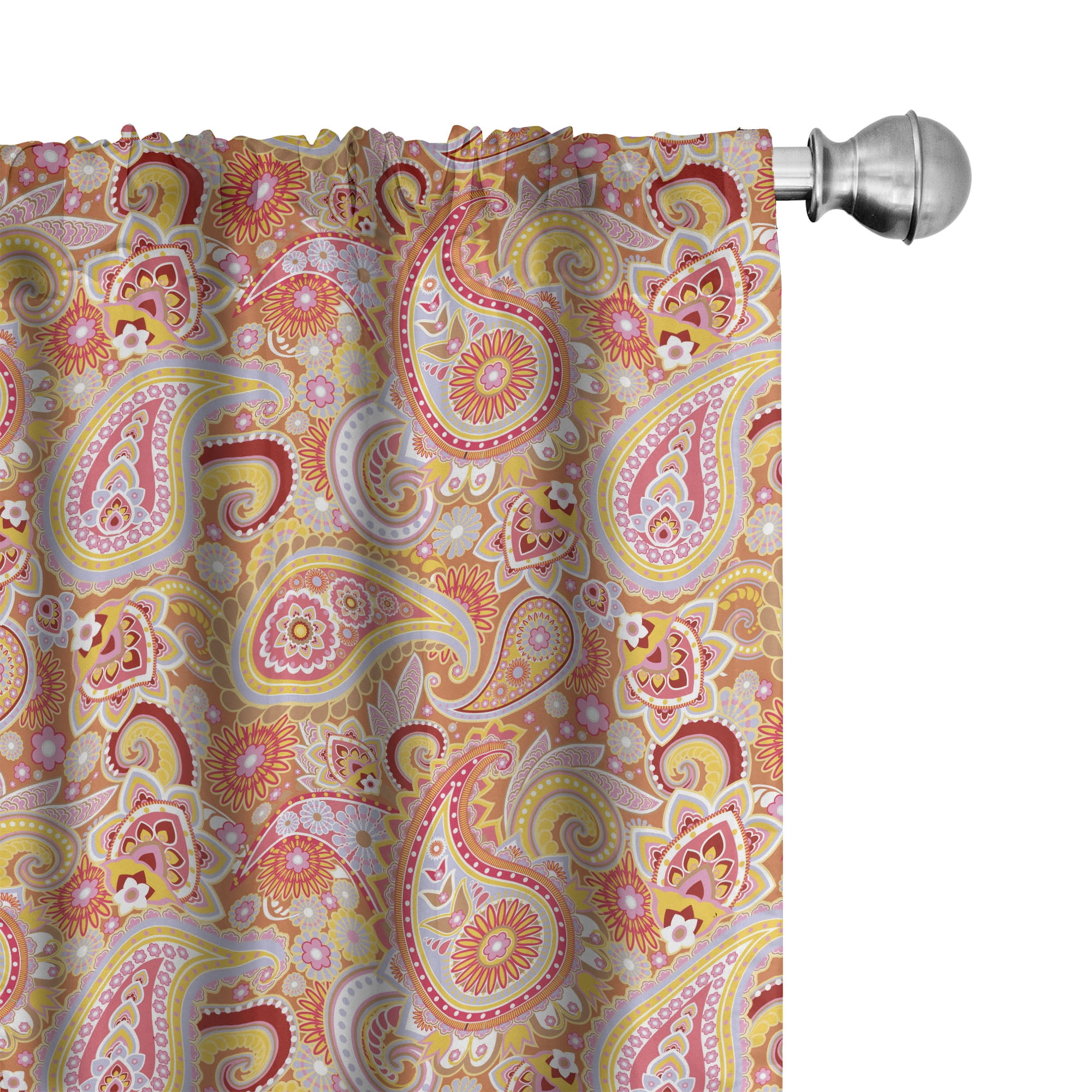 Ambesonne Orange Curtains Paisley Pair Of 28x95 Multicolor