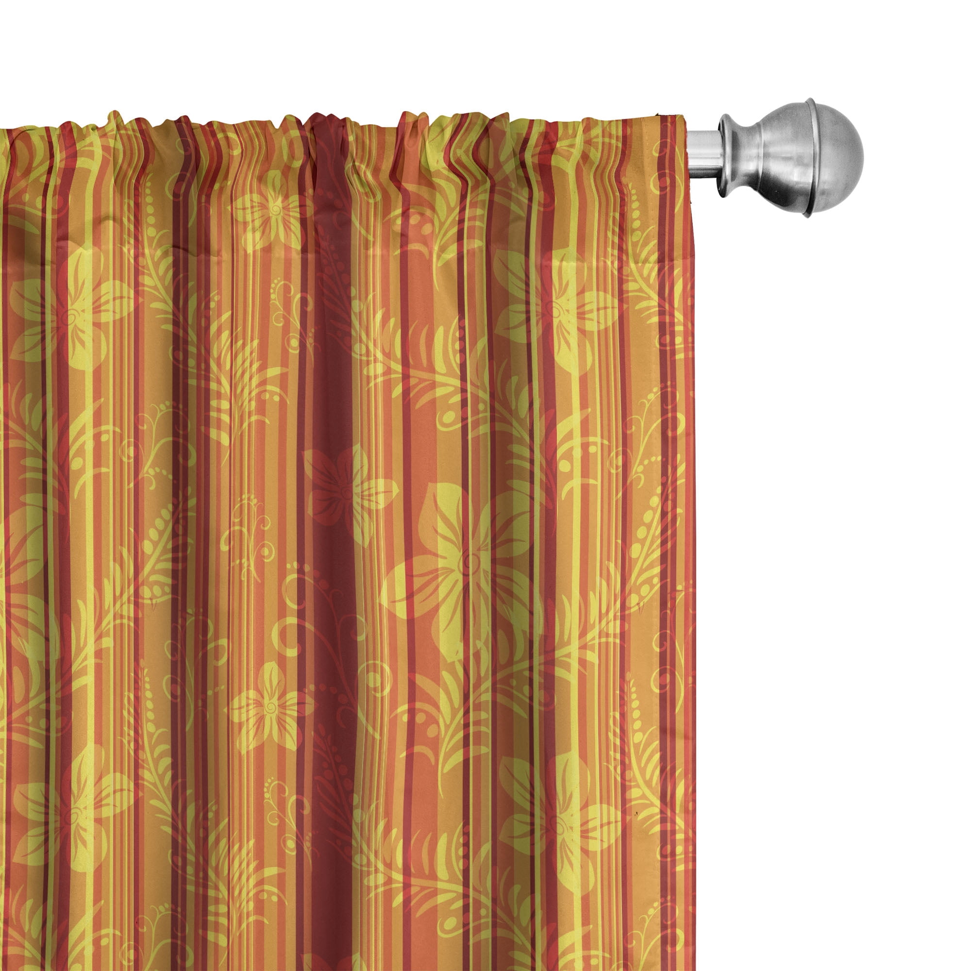 Ambesonne Orange Curtains, Vertical Stripes Floral, Pair of 28"x95 ...
