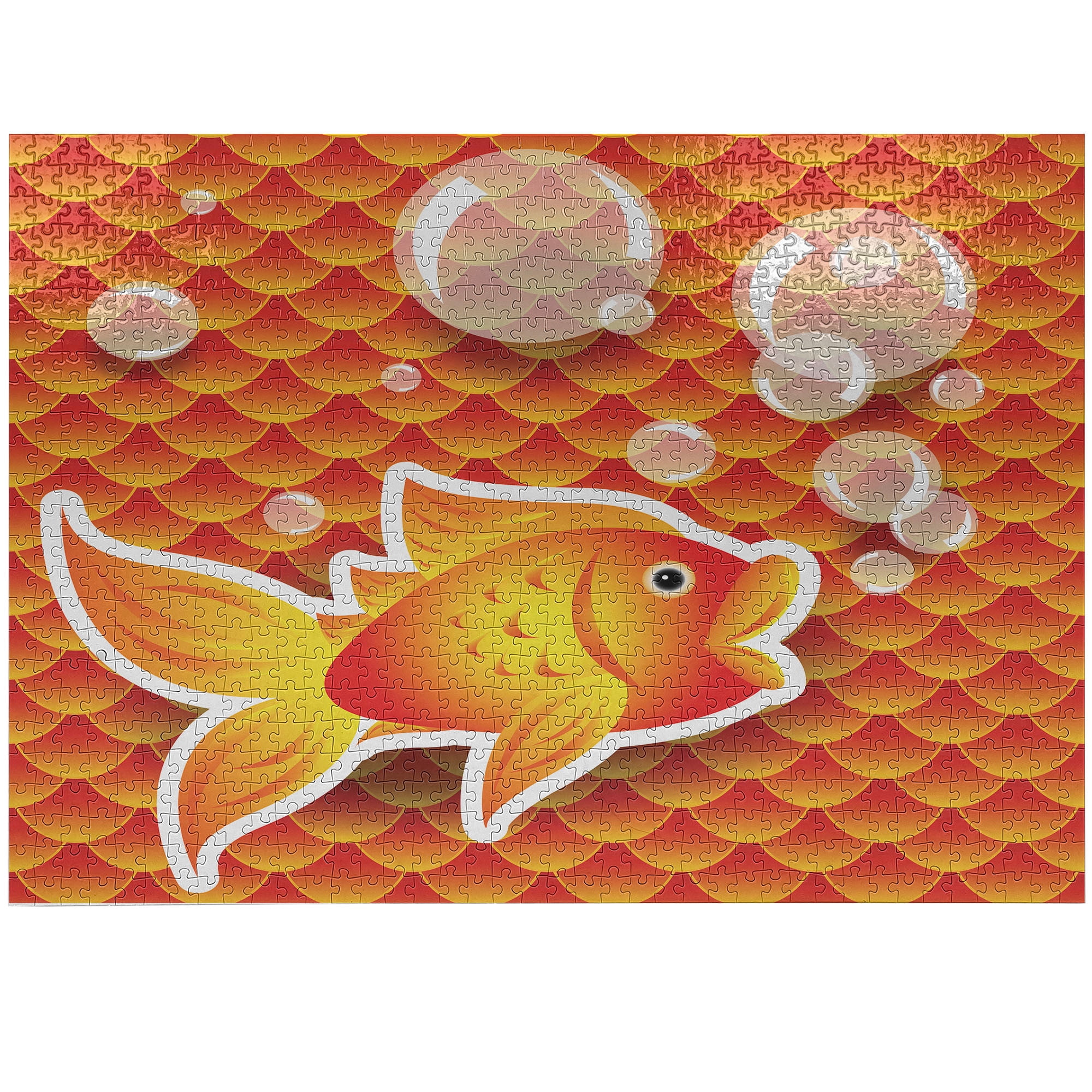 Ambesonne Orange Jigsaw Puzzle, Cartoon Goldfish Bubble, Heirloom ...