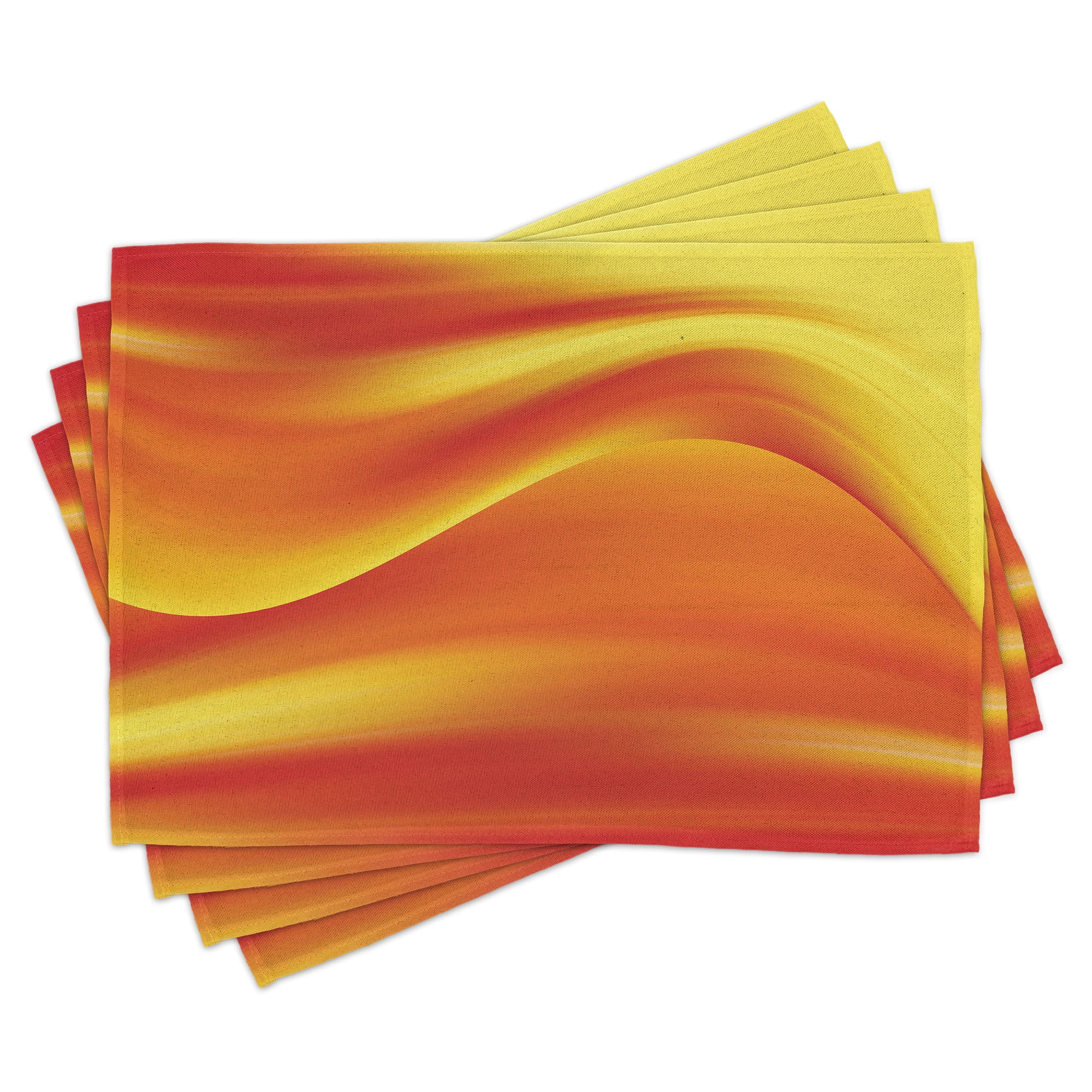 Ambesonne Orange Place Mats Set of 4, Abstract Digital Waves, Standard ...