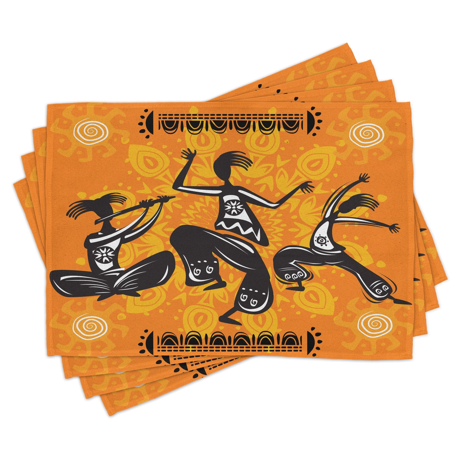 Ambesonne Orange Place Mats Set of 4, Dancer Themed Warm Colors ...