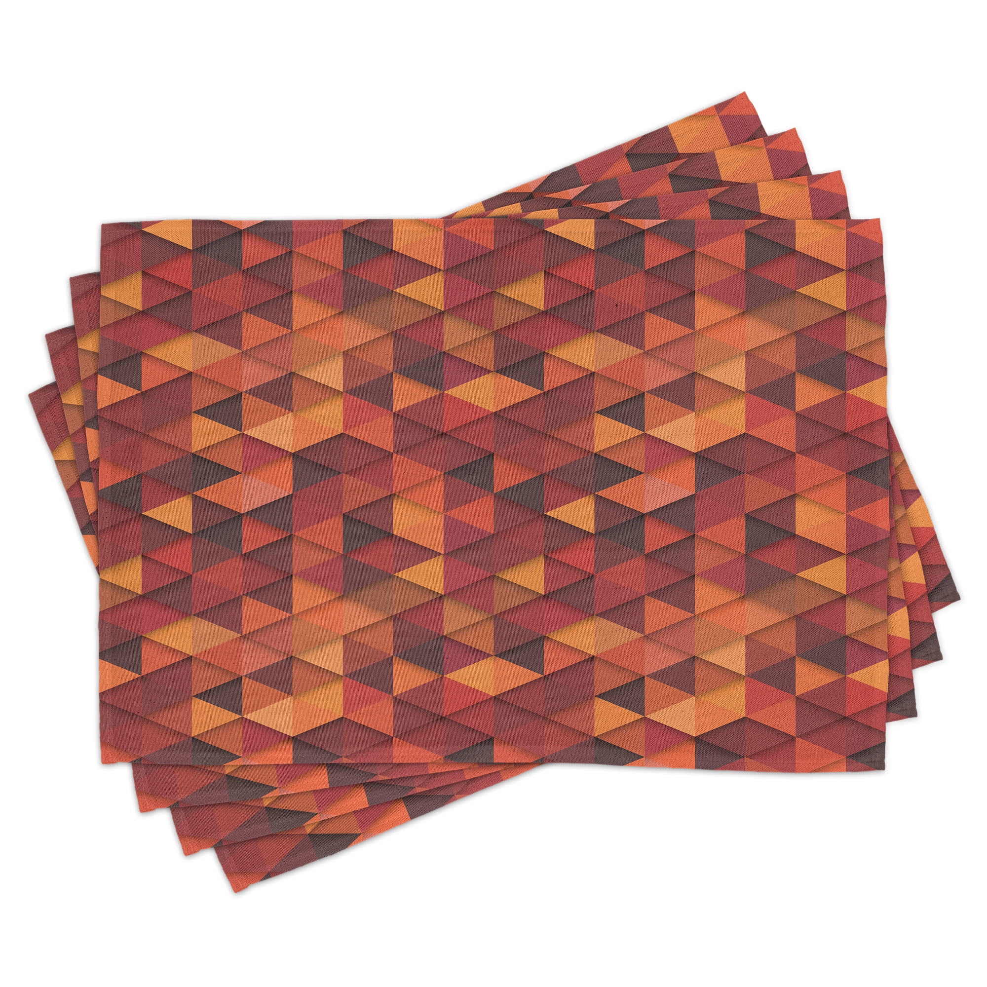 Ambesonne Orange Place Mats Set of 4, Retro Pattern Triangle, Standard ...