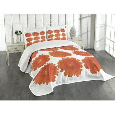 Ambesonne Hippie Quilted Bedspread Set 3 Pcs, Daisy Flowers on Groovy ...