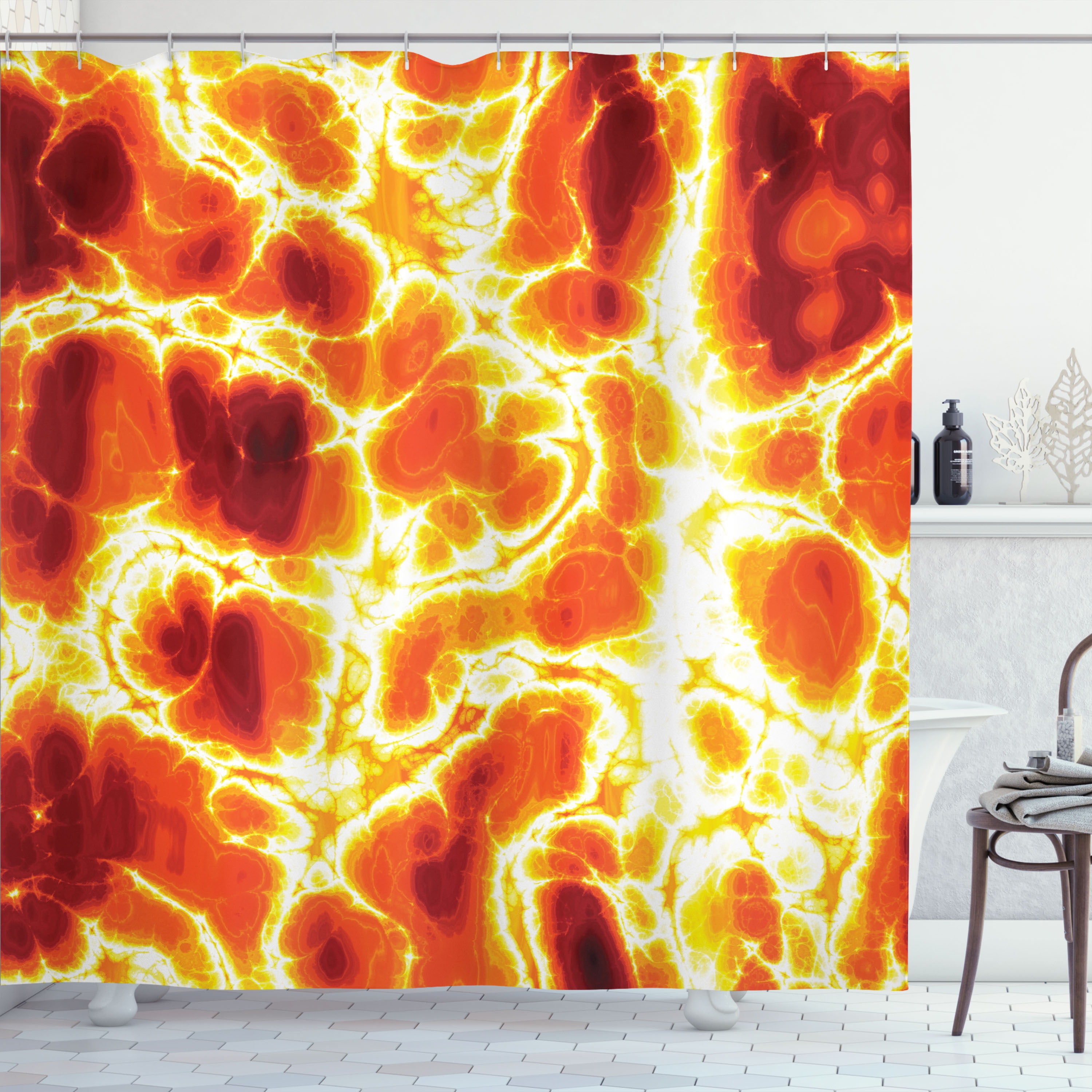 Ambesonne Orange Shower Curtain, Hot Warm Colored Lava Form, 69"Wx70"L ...