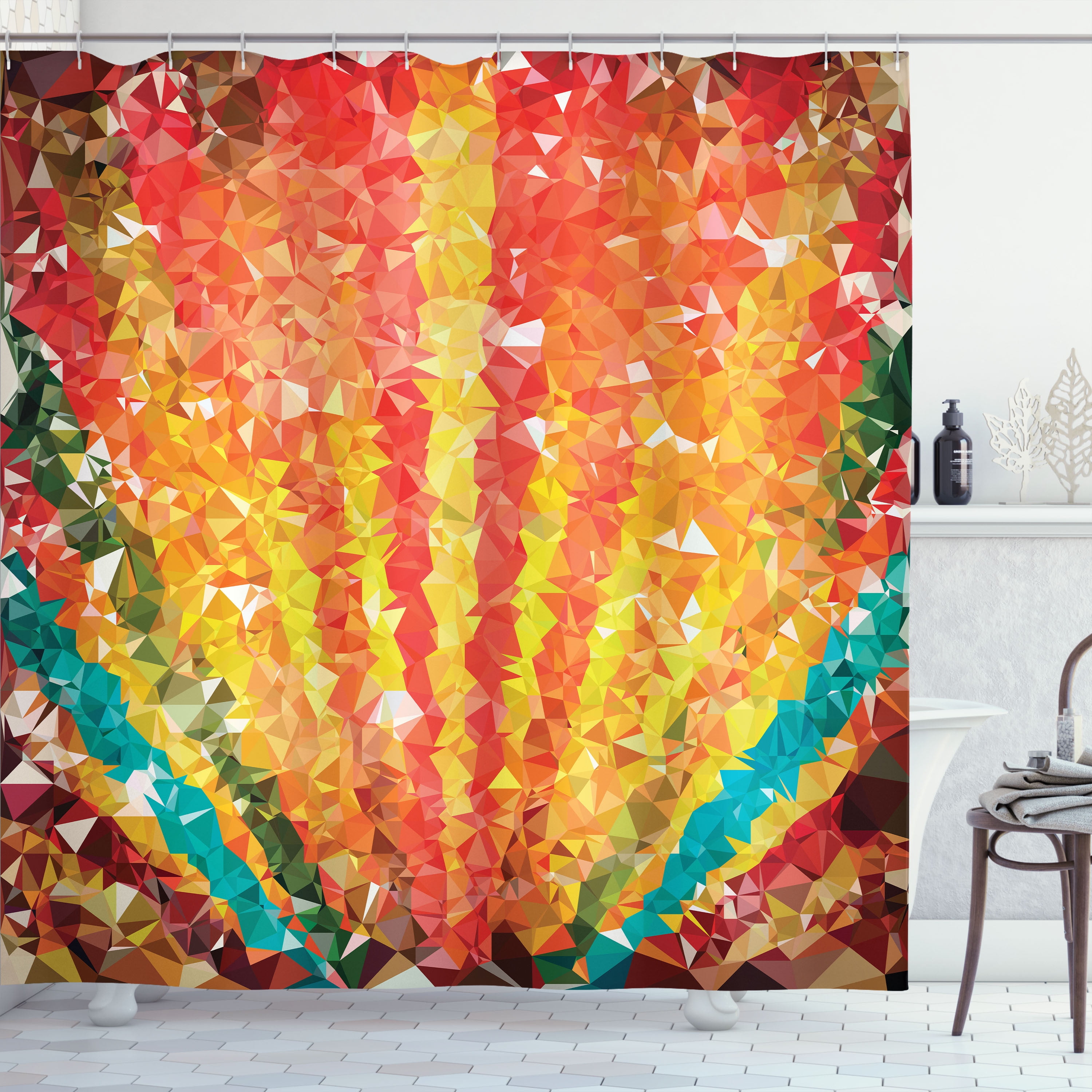Ambesonne Orange Shower Curtain, Rainbow with Diamonds, 69"Wx84"L ...