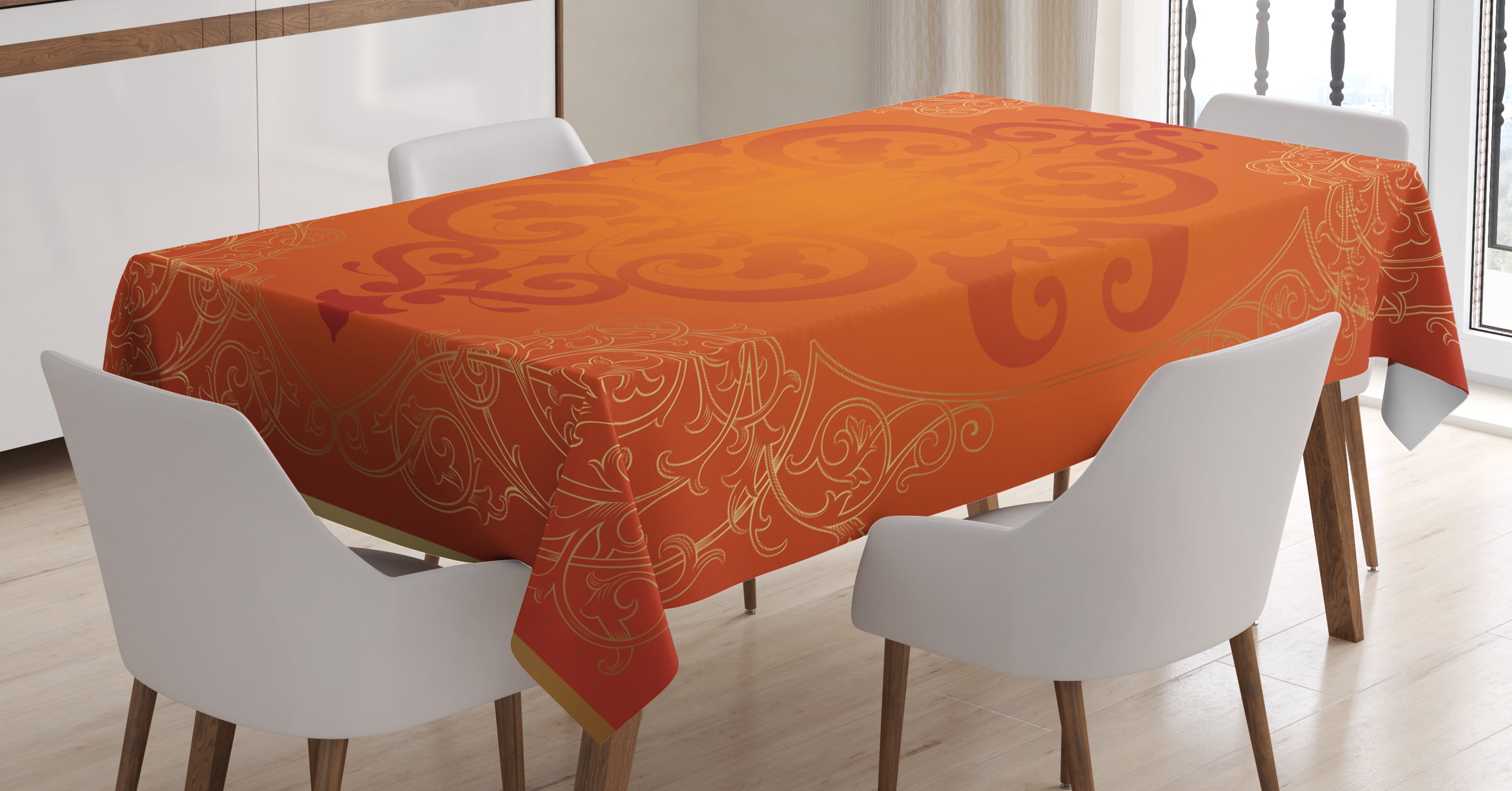 Ambesonne Orange Tablecloth Rectangular Table Cover, Royal Antique ...