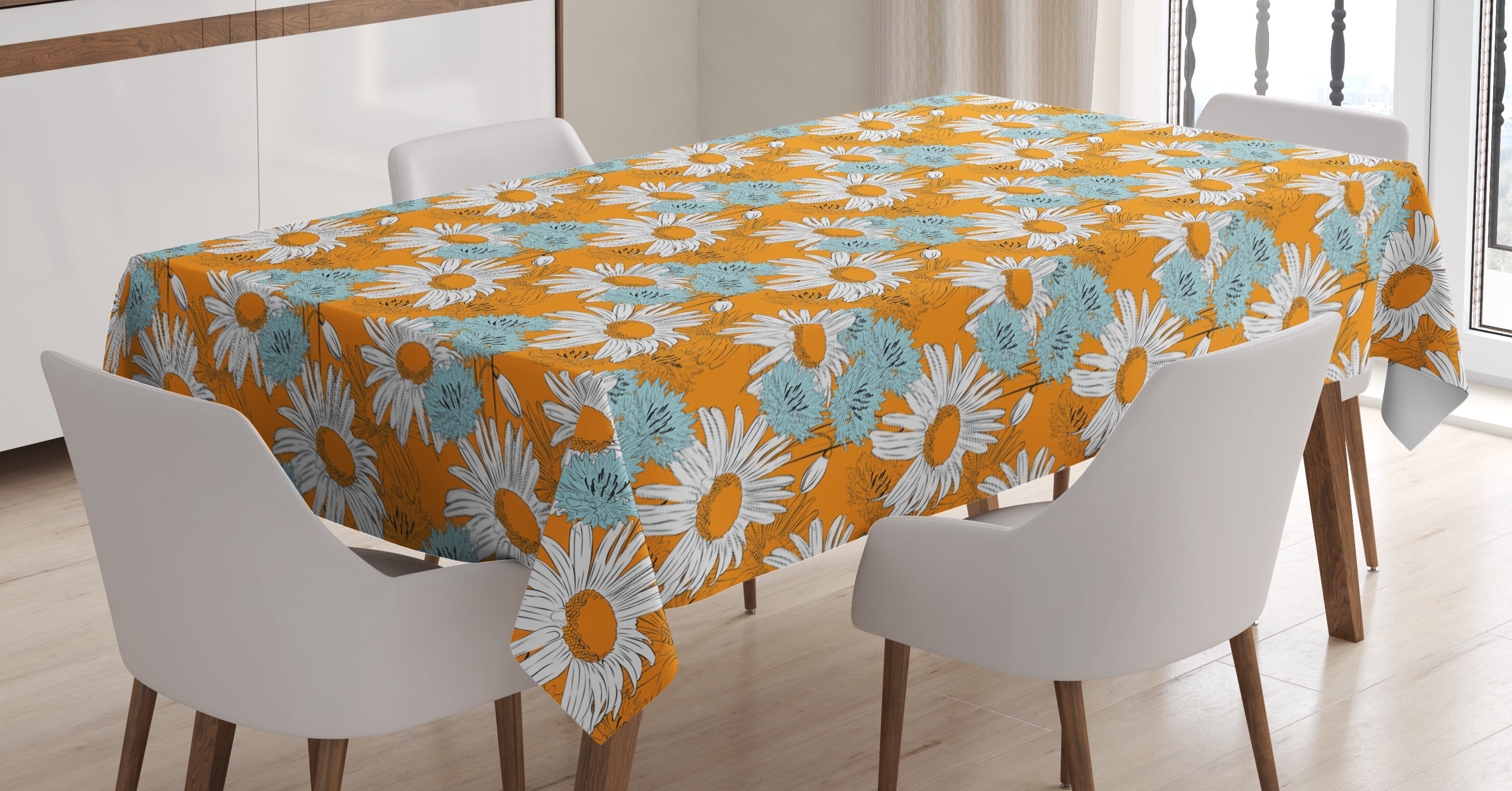 Ambesonne Orange Tablecloth Rectangular Table Cover, Spring Season ...