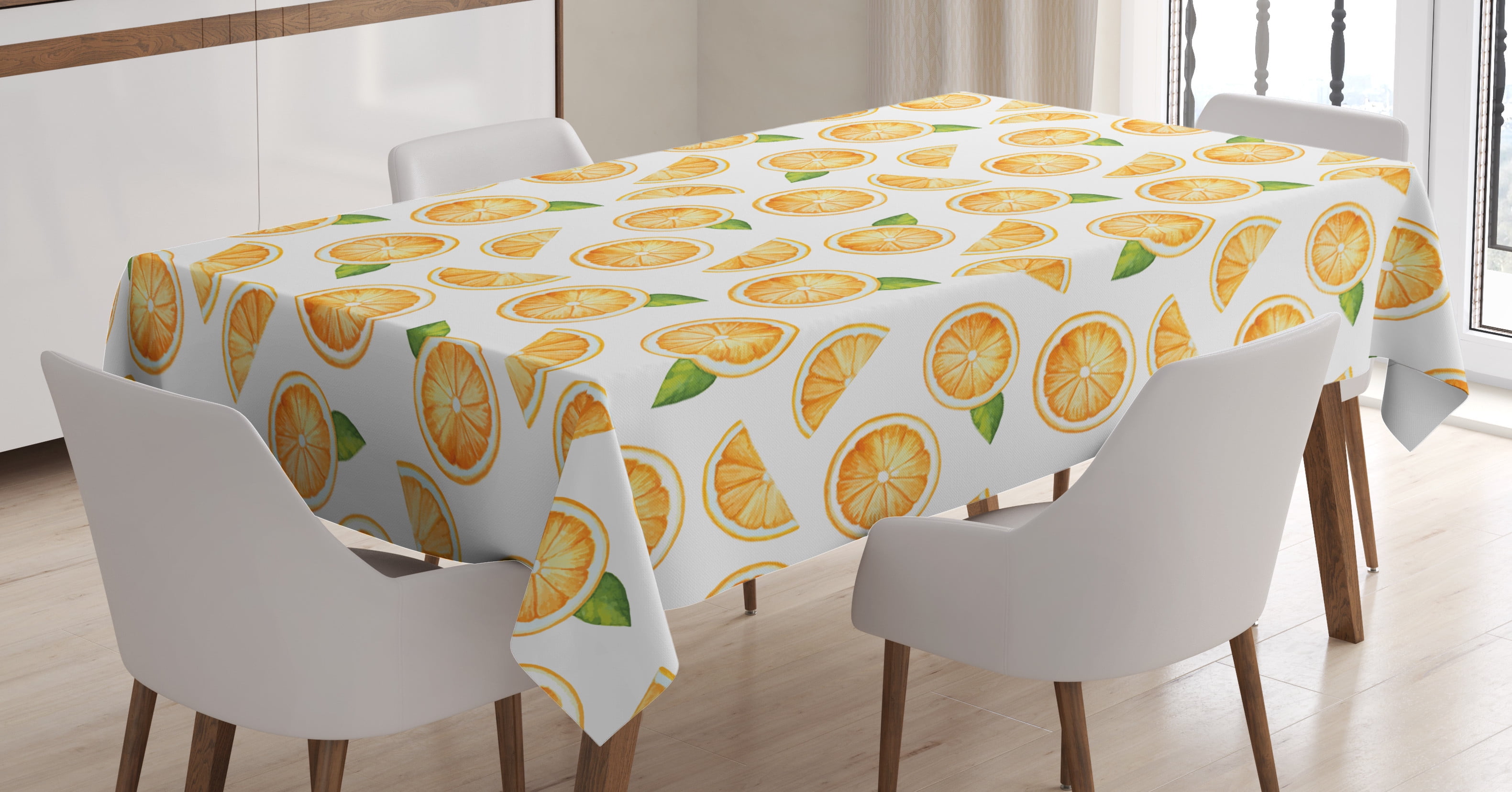 Ambesonne Orange Tablecloth Rectangular Table Cover, Watercolor Fruit ...