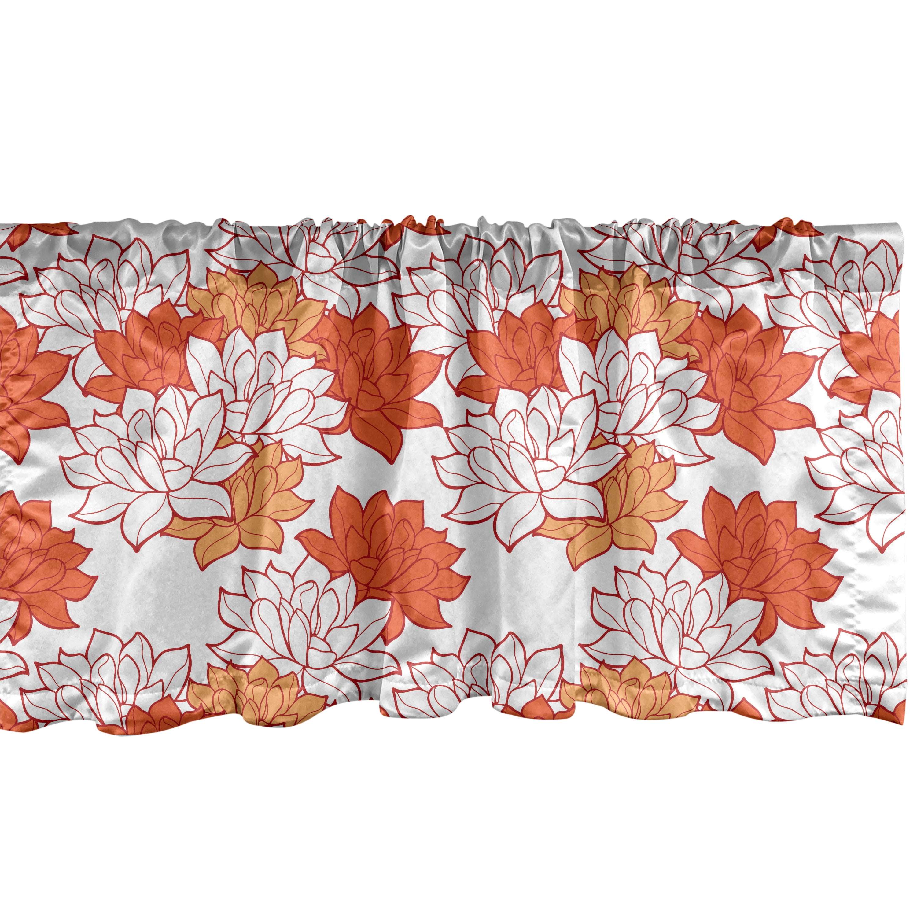 Ambesonne Orange Window Valance, Blooming Lotus Leaves, 54" X 12 ...