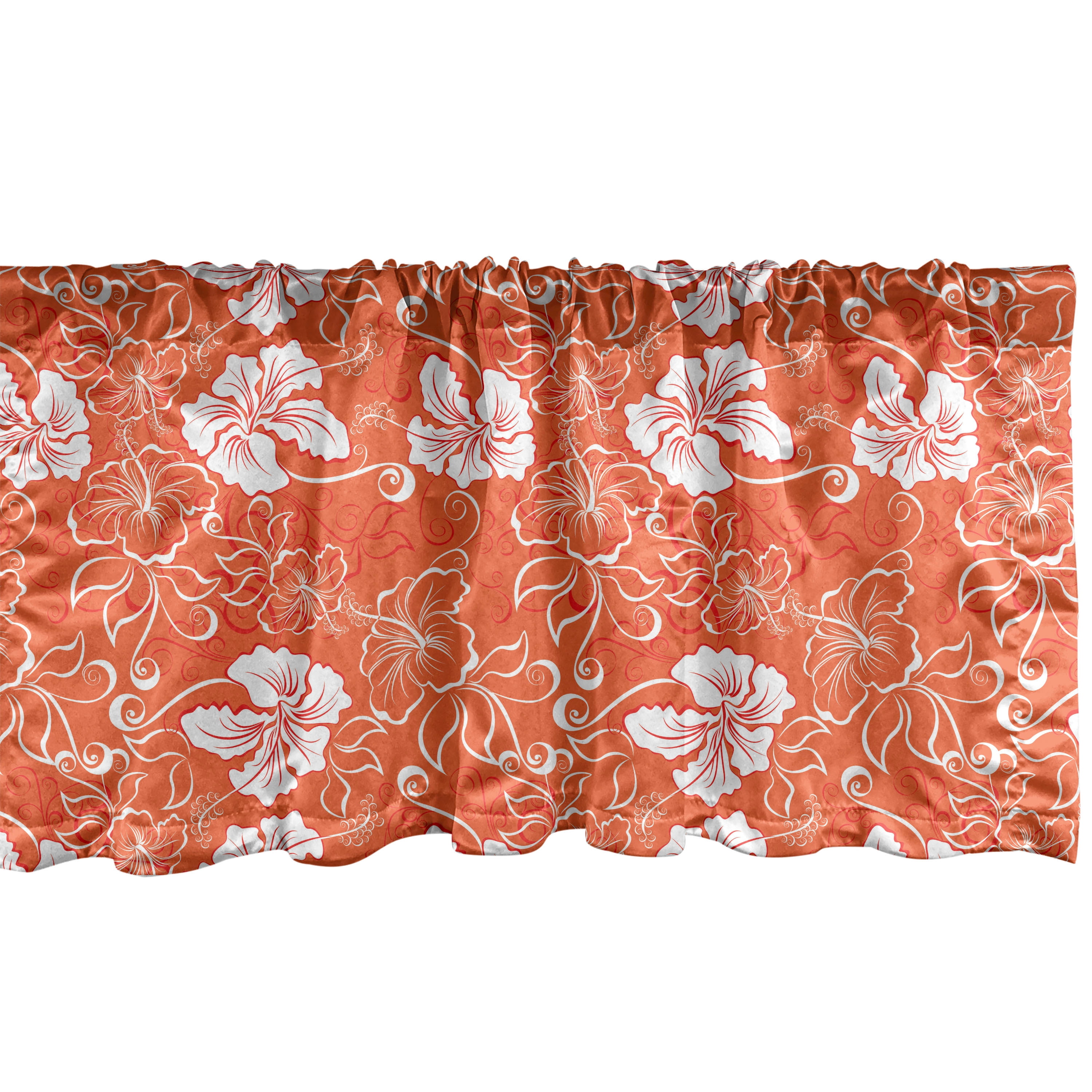 Ambesonne Orange Window Valance, Hawaiian Summer Hibiscus, 54" X 12 ...