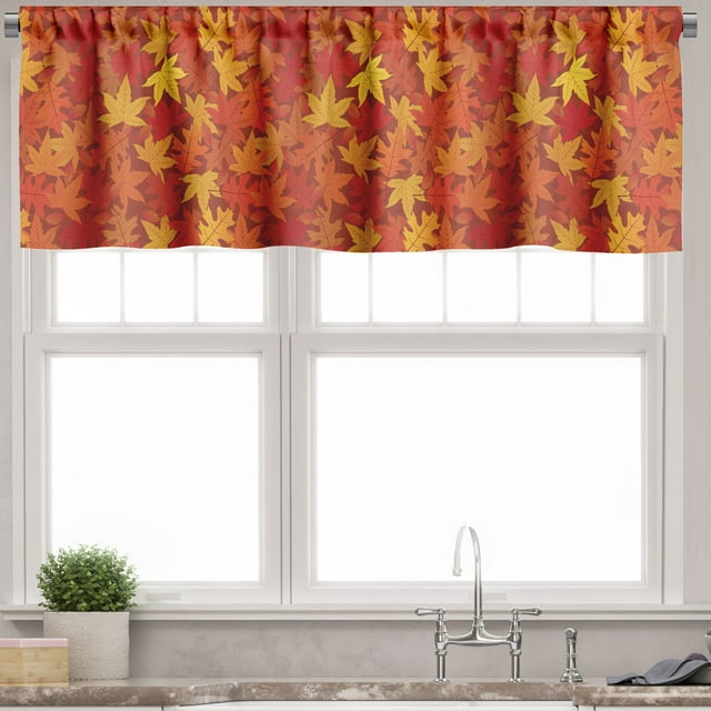 Ambesonne Orange Window Valance, Nature Designs, 54" X 12", Burnt ...