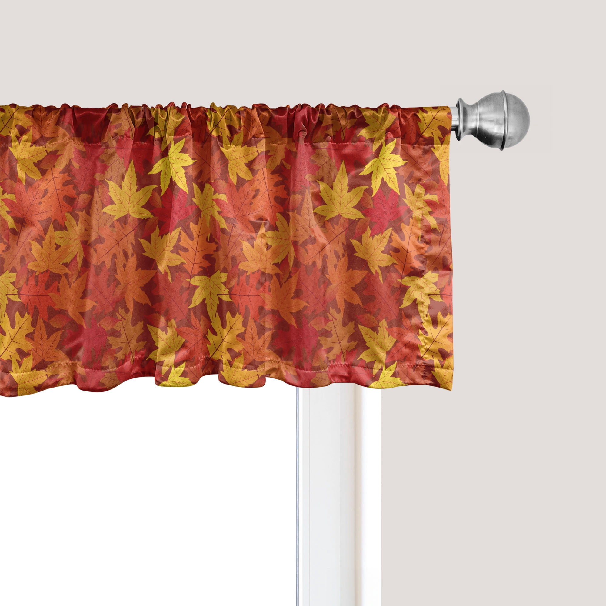 Ambesonne Orange Window Valance, Nature Designs, 54" X 12", Burnt ...