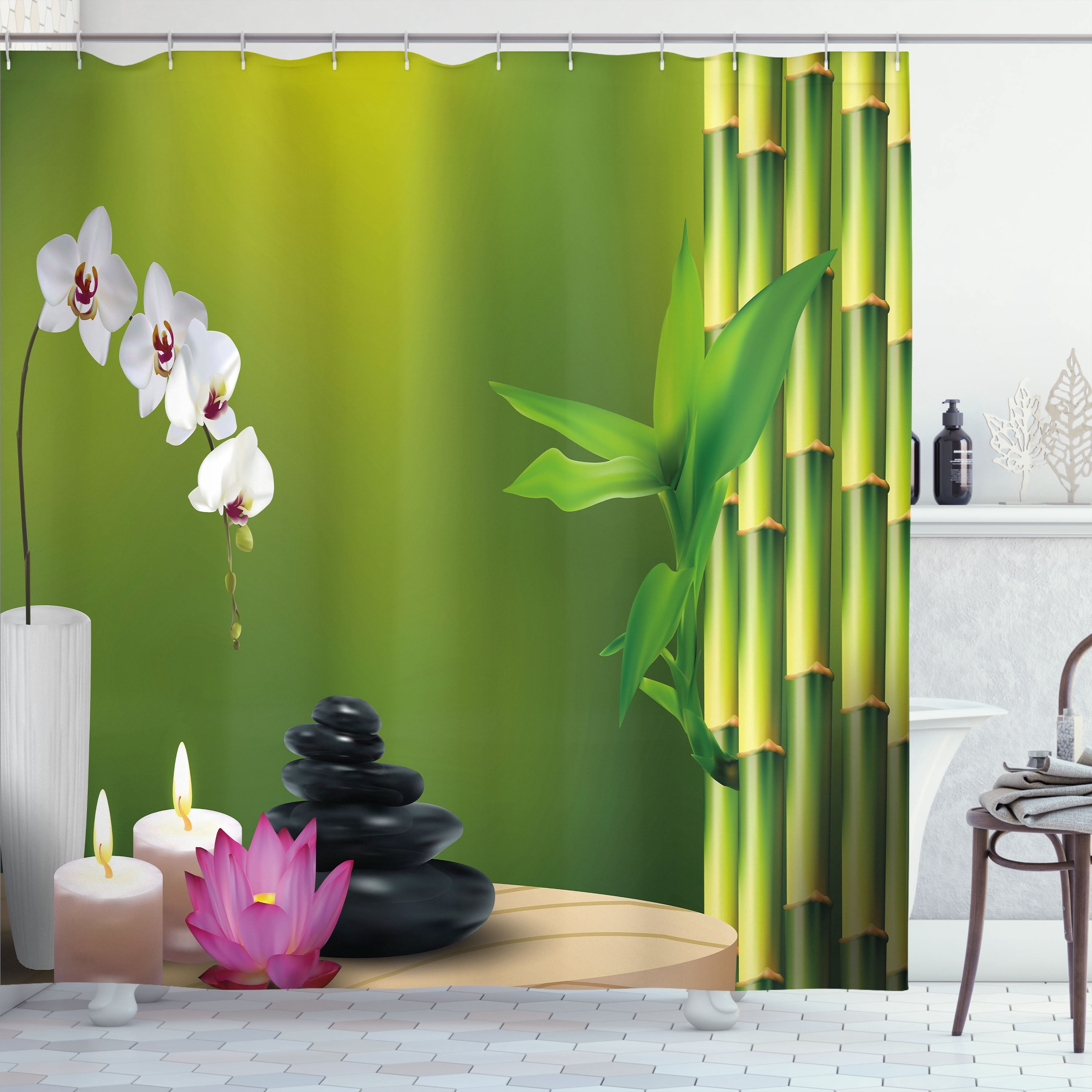 Ambesonne Orchids Shower Curtain, Wild and Exotic Flowers, 69"Wx84"L ...