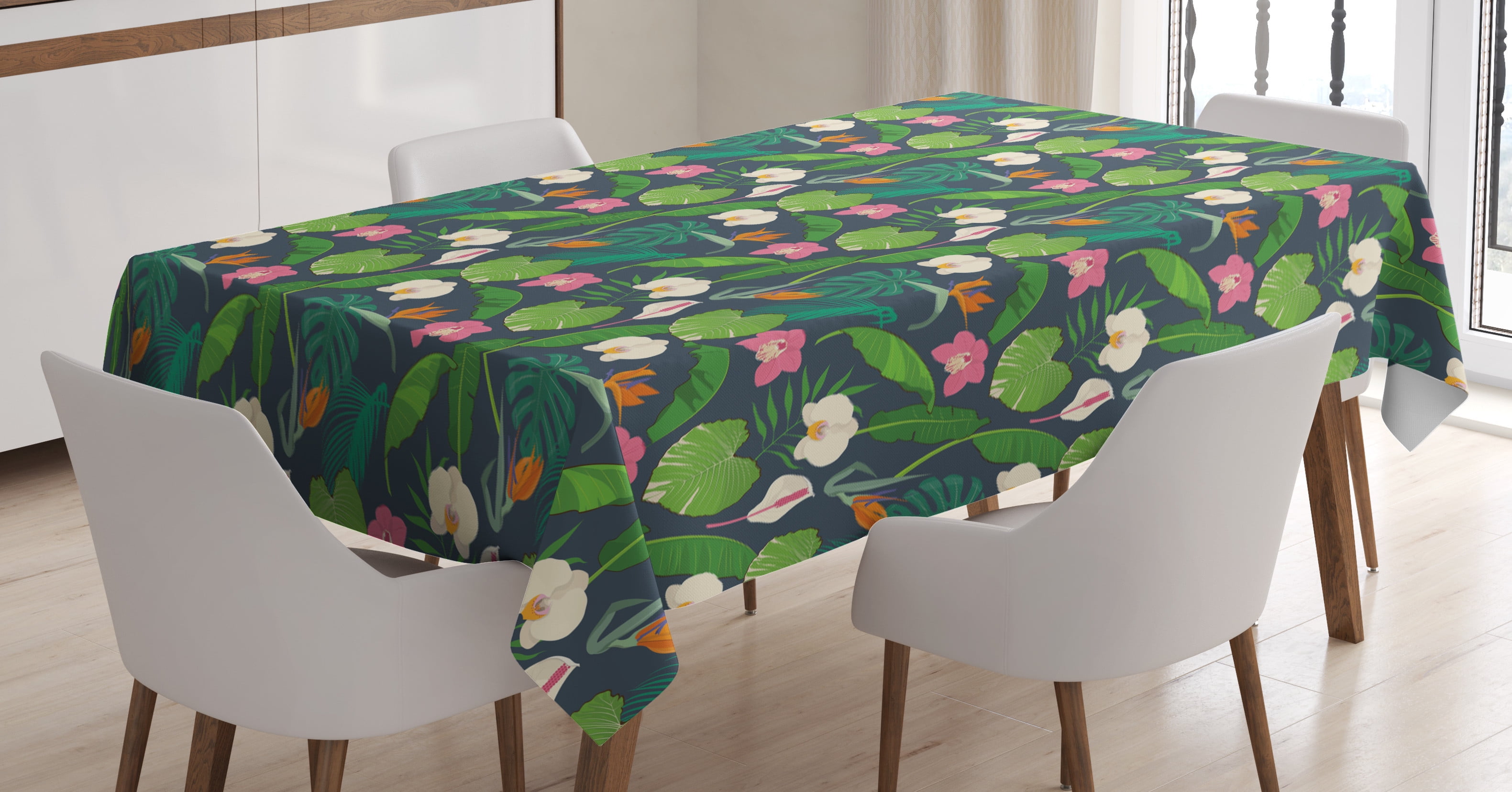 Ambesonne Orchids Tablecloth Rectangular Table Cover, Exotic Island ...