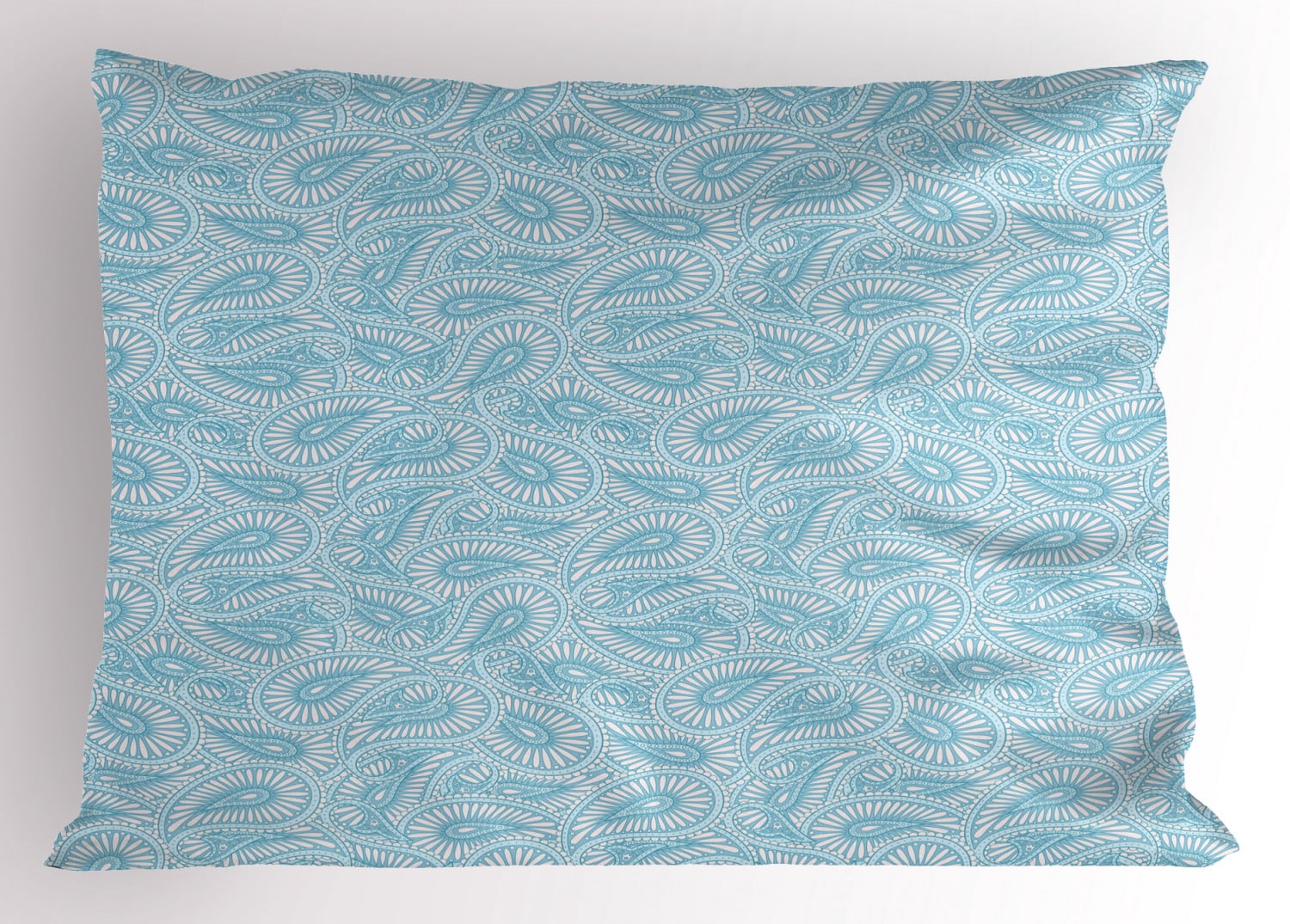 Ambesonne Orient Pillow Sham, Art Style with Swirls, 26" X 20", Pale ...