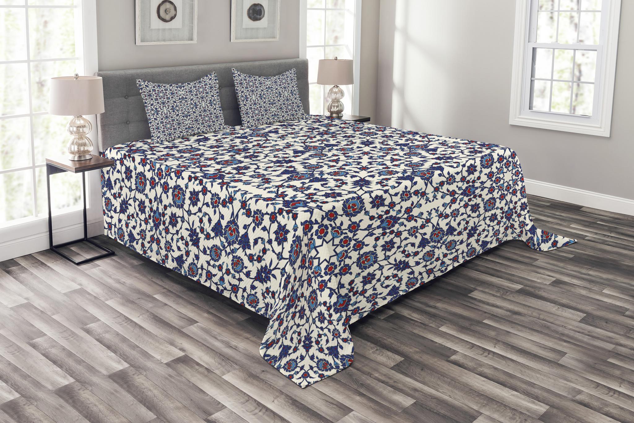 Ambesonne Orient Quilted Bedspread Set 3 Pcs, Moroccan Oriental, Queen ...