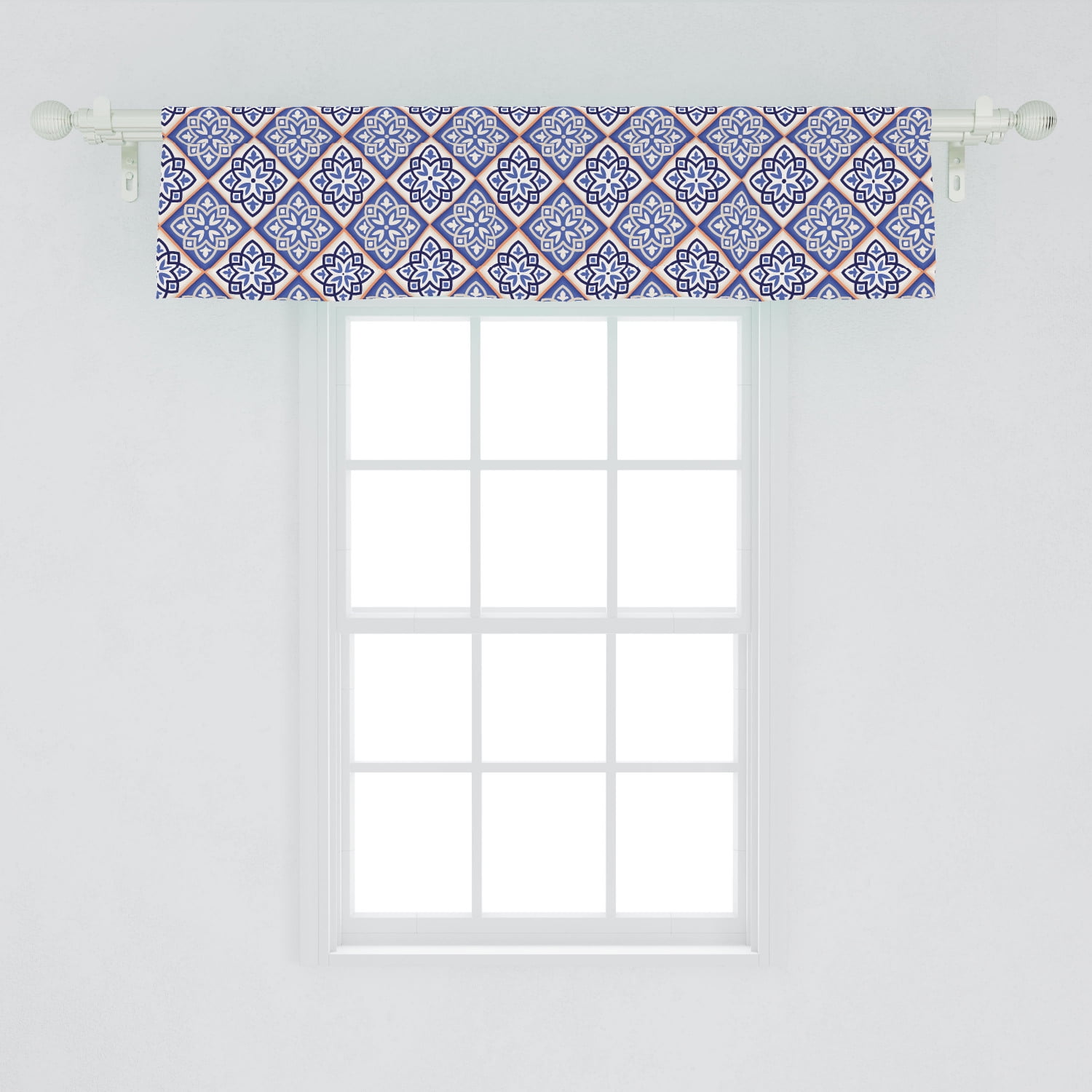 Ambesonne Orient Window Valance, Vintage Moroccan Tiles Pattern Middle ...