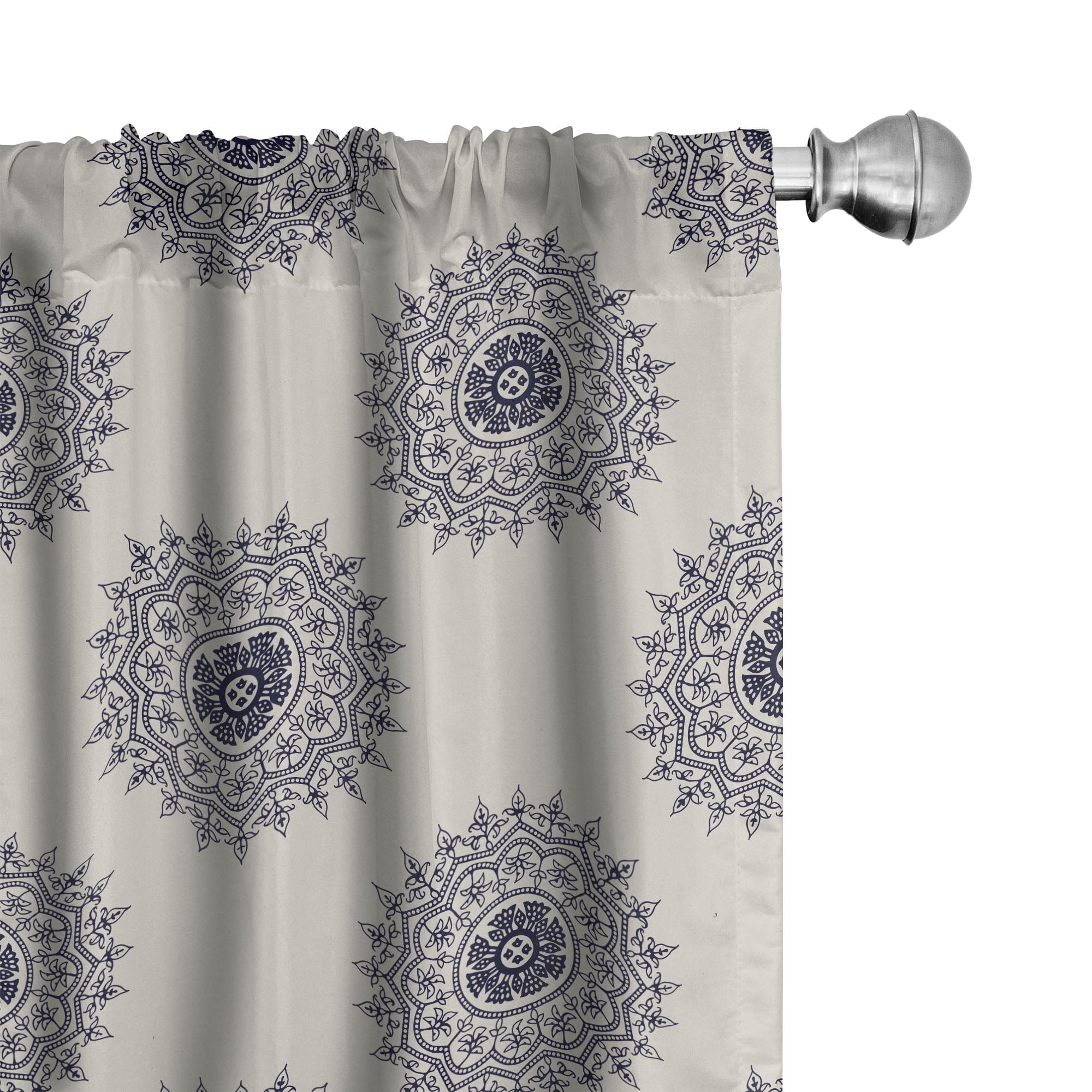 Ambesonne Oriental Curtains, Leafy Medallion, Pair of 28"x95", Grey ...