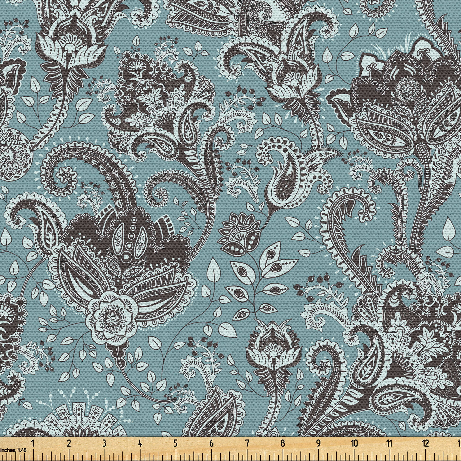 Ambesonne Oriental Floral Fabric by the Yard Upholstery, Boho Bloom ...