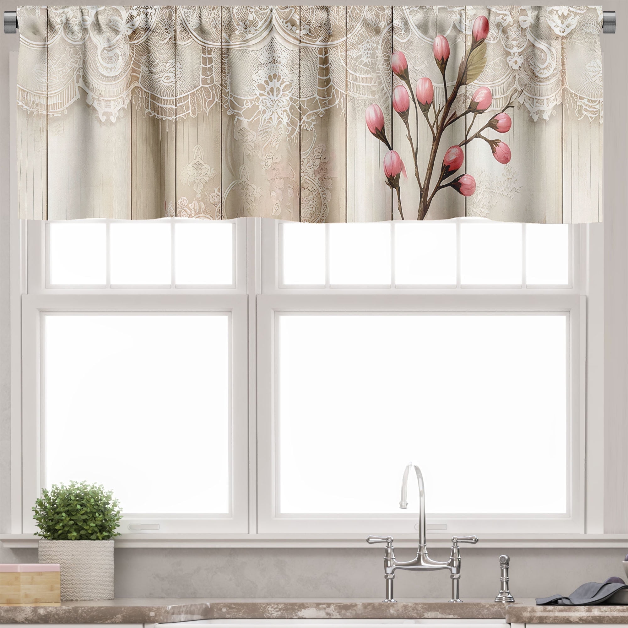 Ambesonne Oriental Lace Print Window Valance, Retro Eastern, 54" X 18 ...