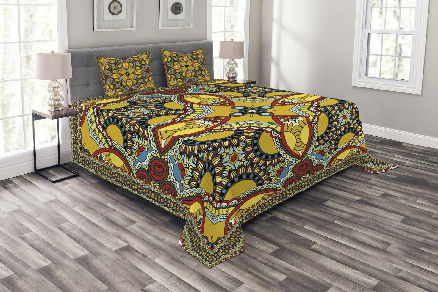 Ambesonne Oriental Quilted Bedspread Set 3 Pcs, Middle Orient Eastern ...